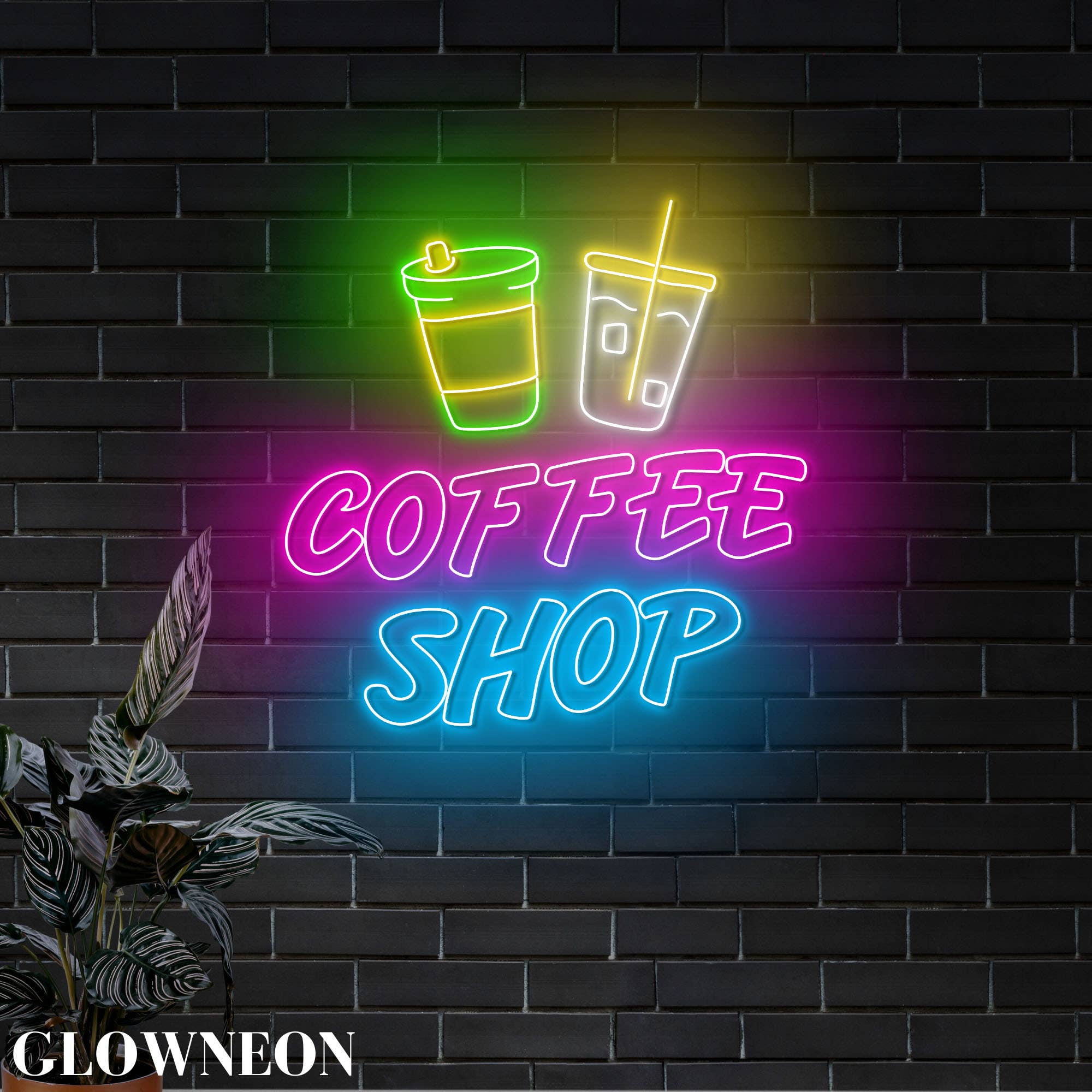 Glowneon Coffee Shop Led Light Up, Open Cafeteria Shop Neon Wall Art ...