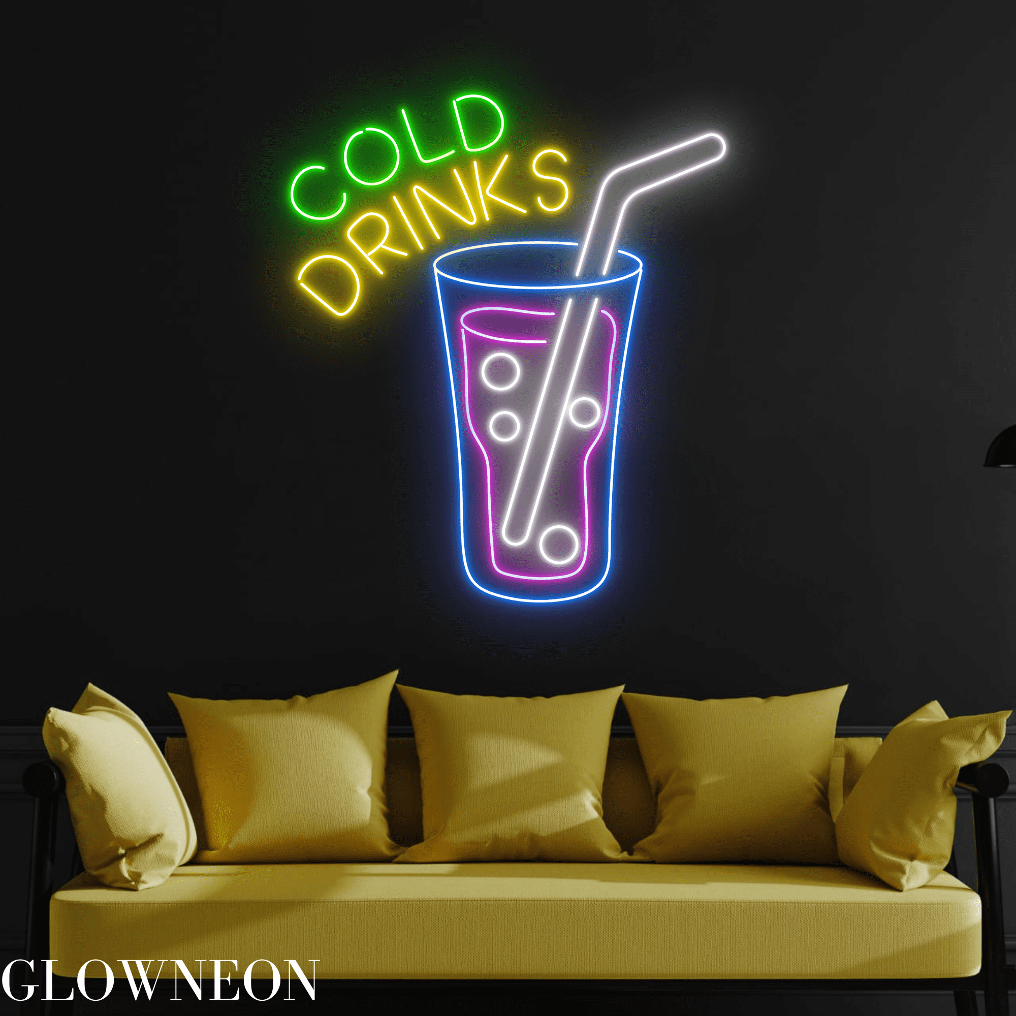 Glowneon Cold Drinks Neon Sign, Soft Drink Led Sign, Coffee Shop Sign ...