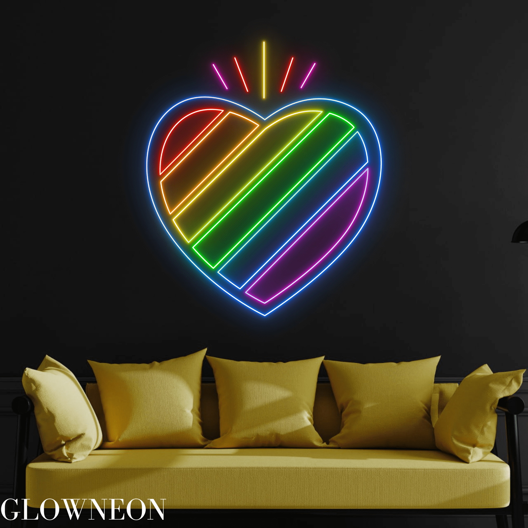 Glowneon Colorful Heart Neon Sign, Pride Heart Led Sign, Wedding Sign ...