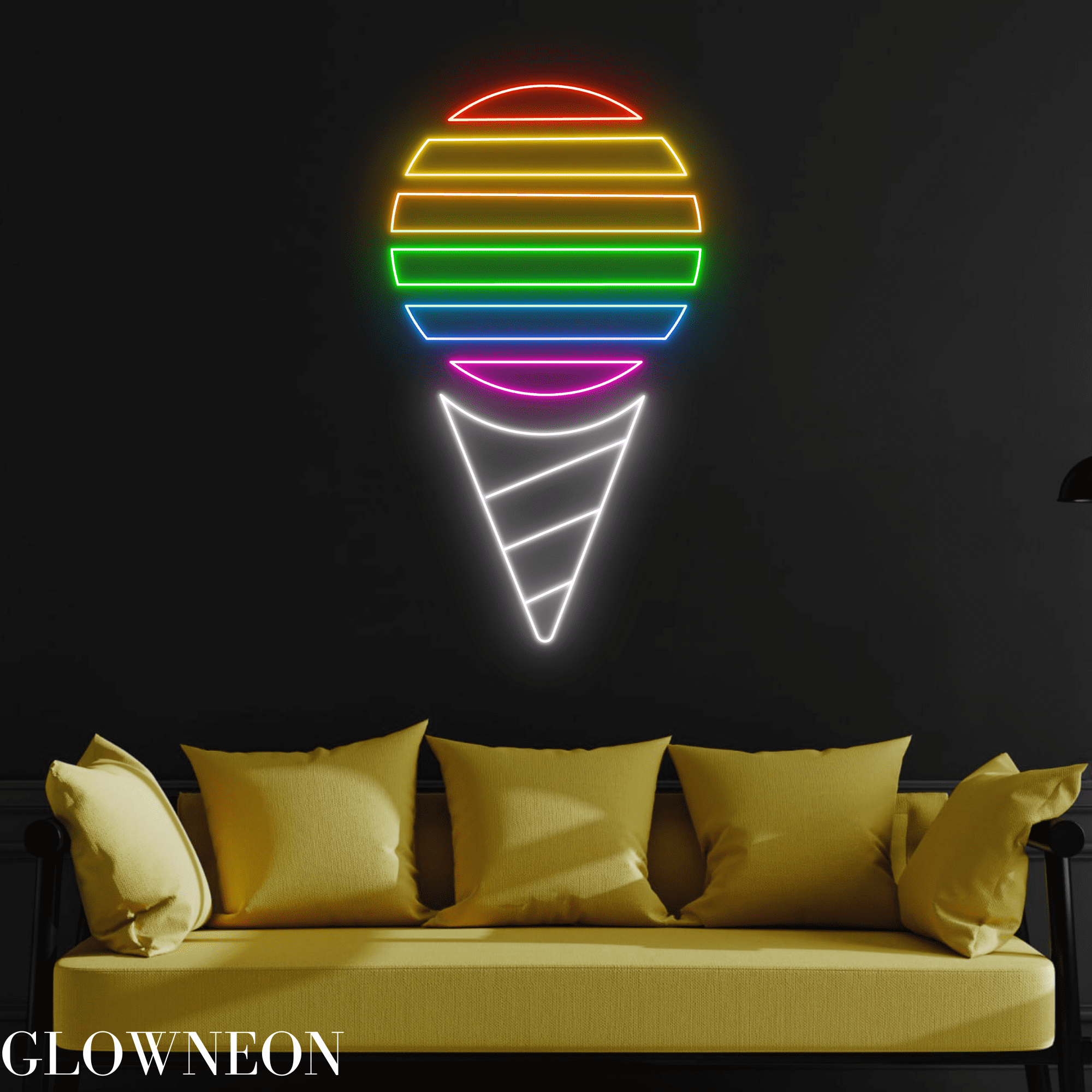 Glowneon Colorful Ice Cream Neon Sign, LGBT Pride Ice Cream Led Sign ...
