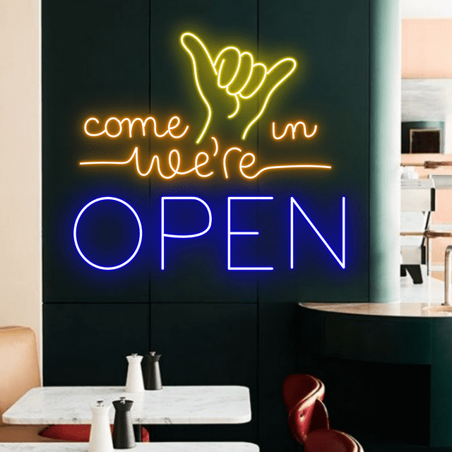 Glowneon Come in We Are Open Neon Signs, Welcome Sign for Restaurant ...