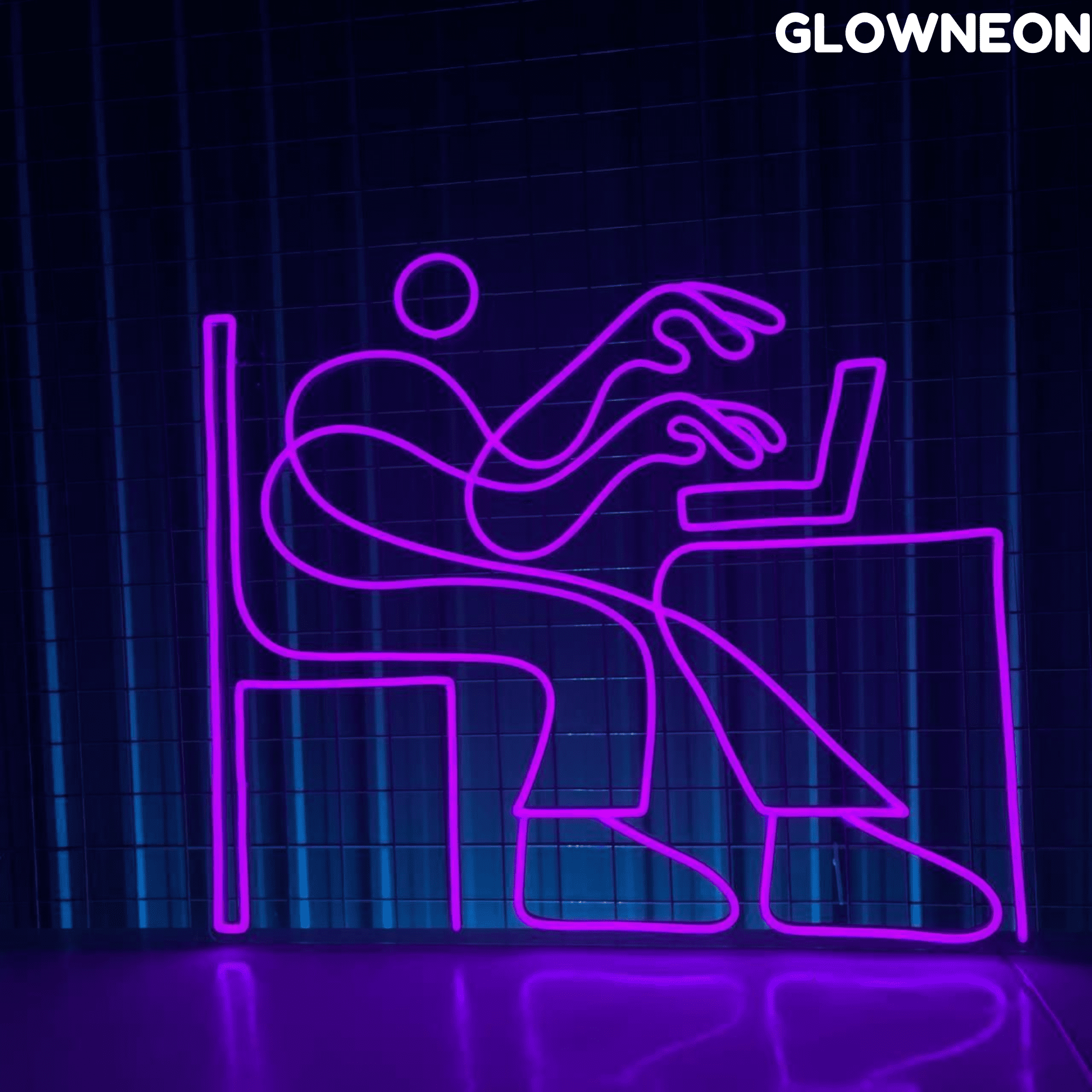 Glowneon Computer Line Neon Sign, Computer Laptop Line Wall Led Light ...