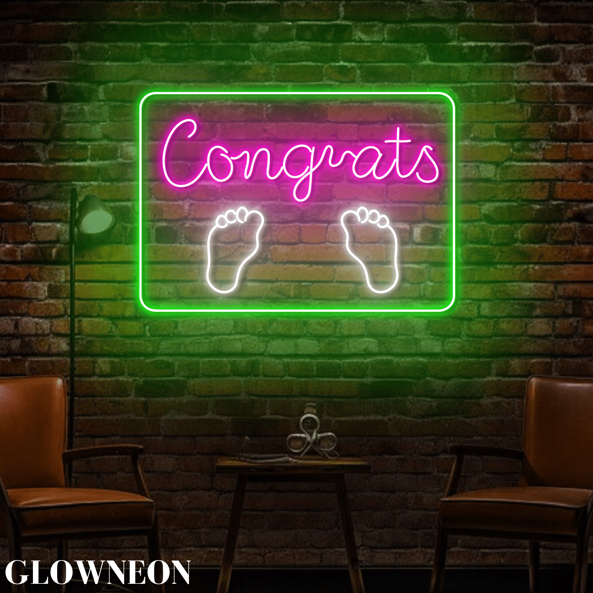 Glowneon Congrats Baby Newborn Led Wall Decor, Baby Shower Neon Sign ...