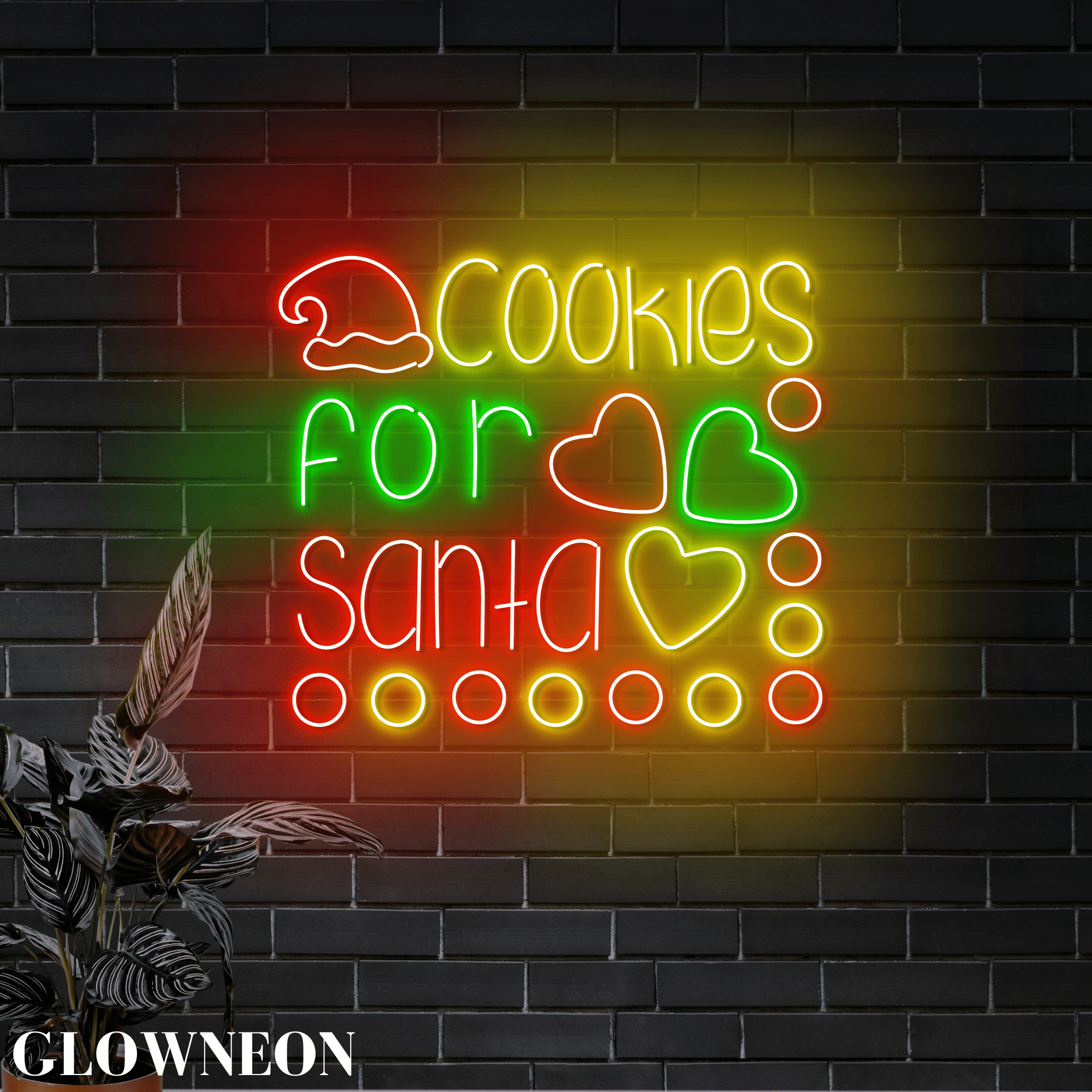 Glowneon Cookies For Santa Wall Led Light, Christmas Cookie Shop Sign ...