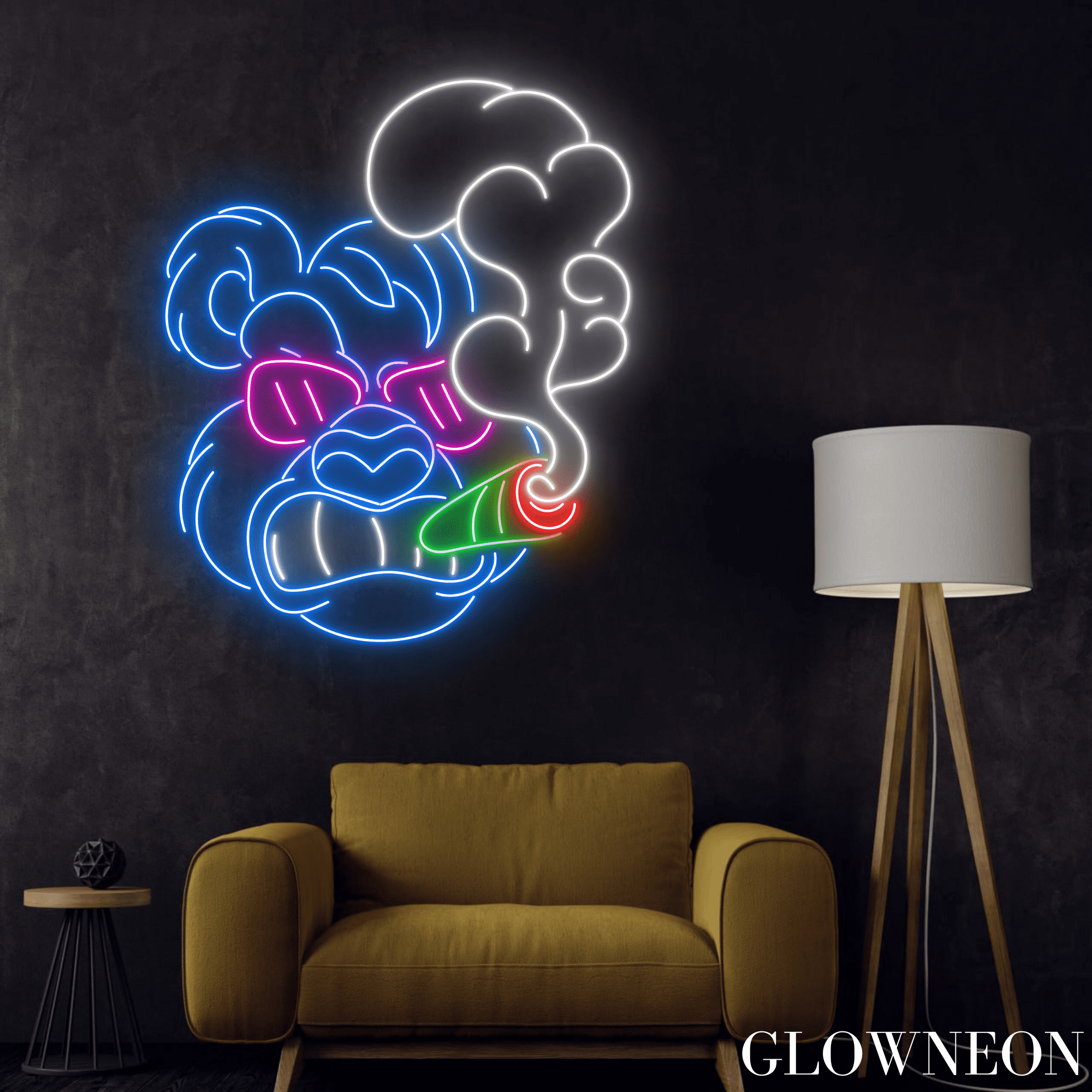 Glowneon Cool Bear Neon Sign, Bear Smoking Led Sign, Bear Lover Gift ...