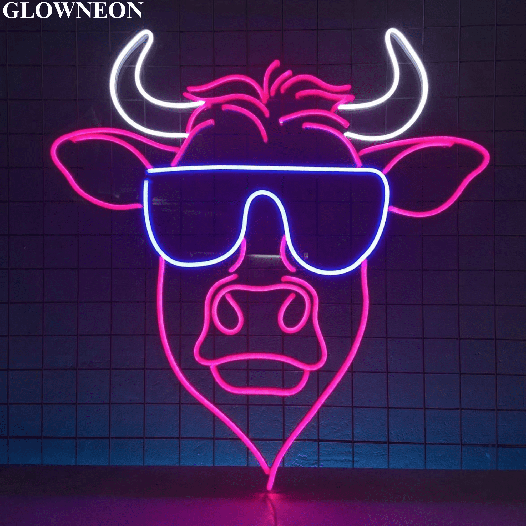 Glowneon Cool Bull Neon Sign, Bull Head Wall Art, Bull Bar Pub Decor ...