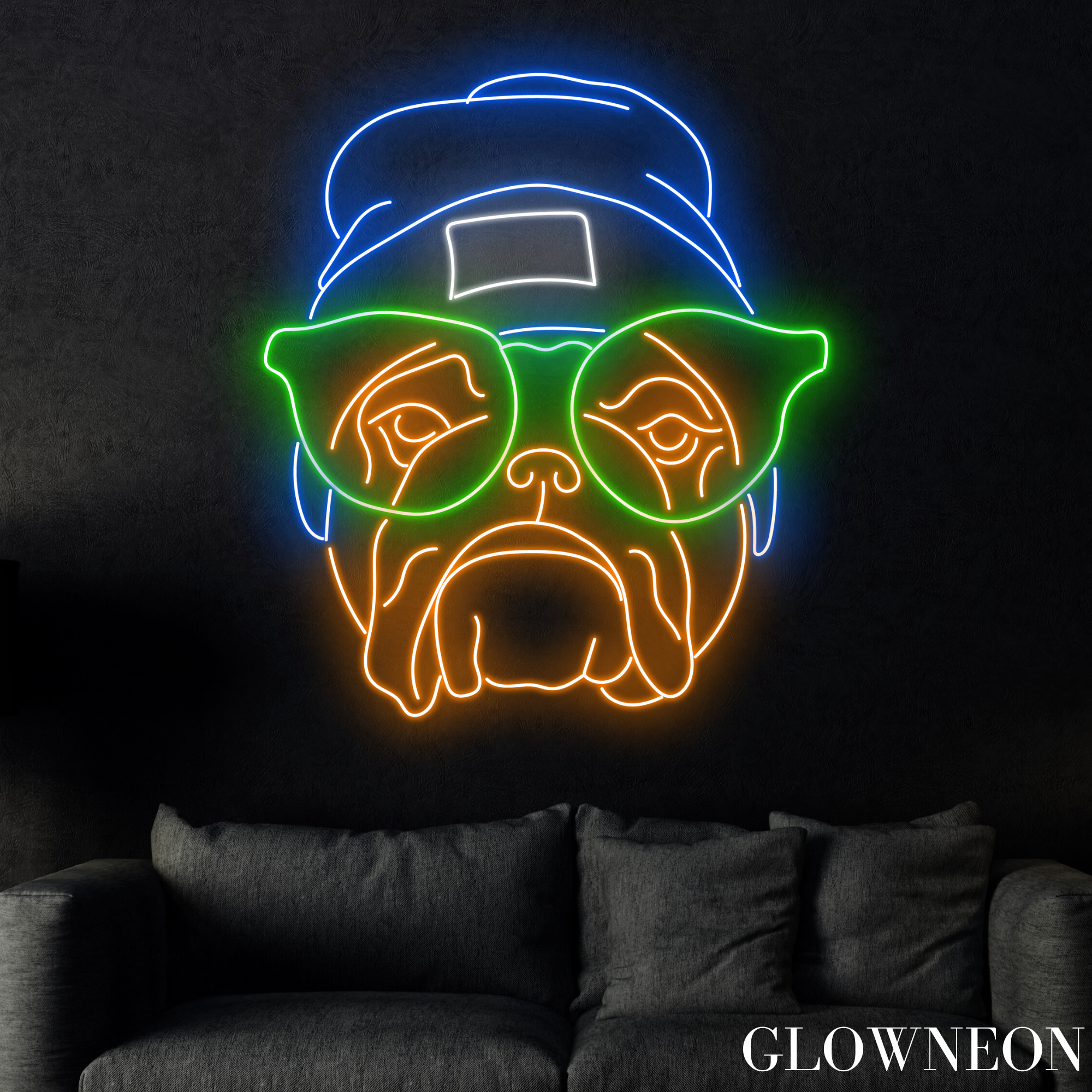 Glowneon Cool Bulldog Neon Sign, Cool Bulldog Led Sign, Gift For Him ...