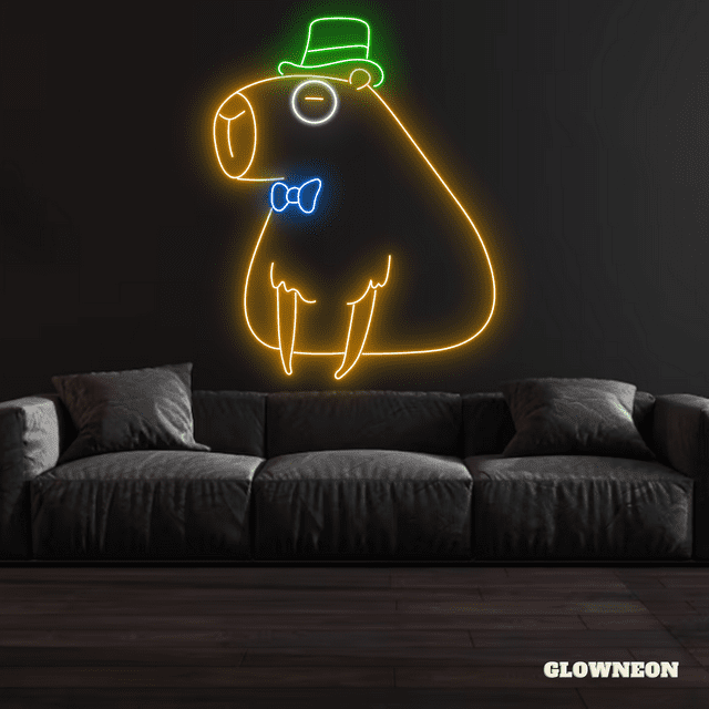 Glowneon Cool Capybara Neon Sign, Capybara Sign, Capybara Walll Decor ...