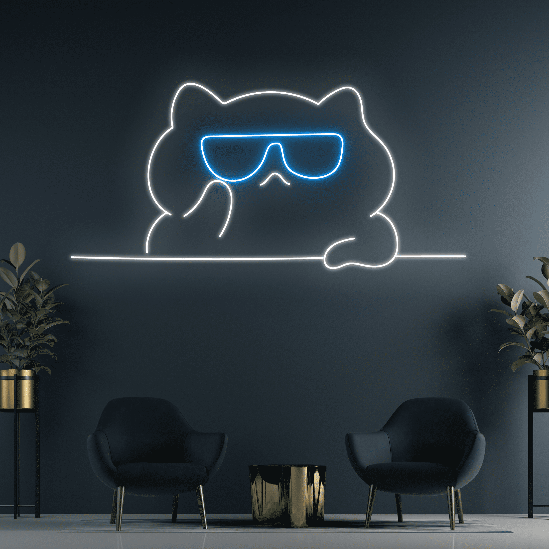 Glowneon Cool Cat Wear Glasses Neon Sign, Animal Wall Art Decor ...