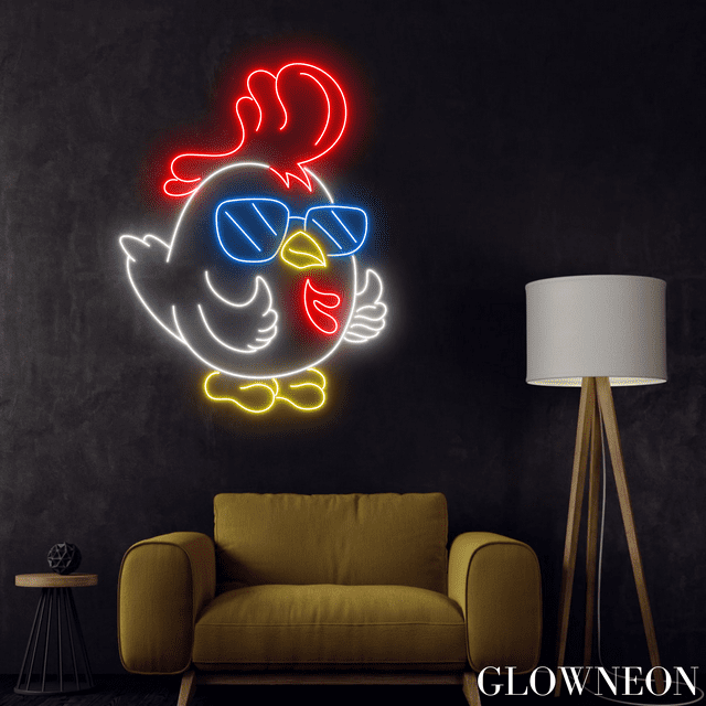 Glowneon Cool Chicken Neon Sign, Chicken Led Sign, Chicken Farm Decor ...