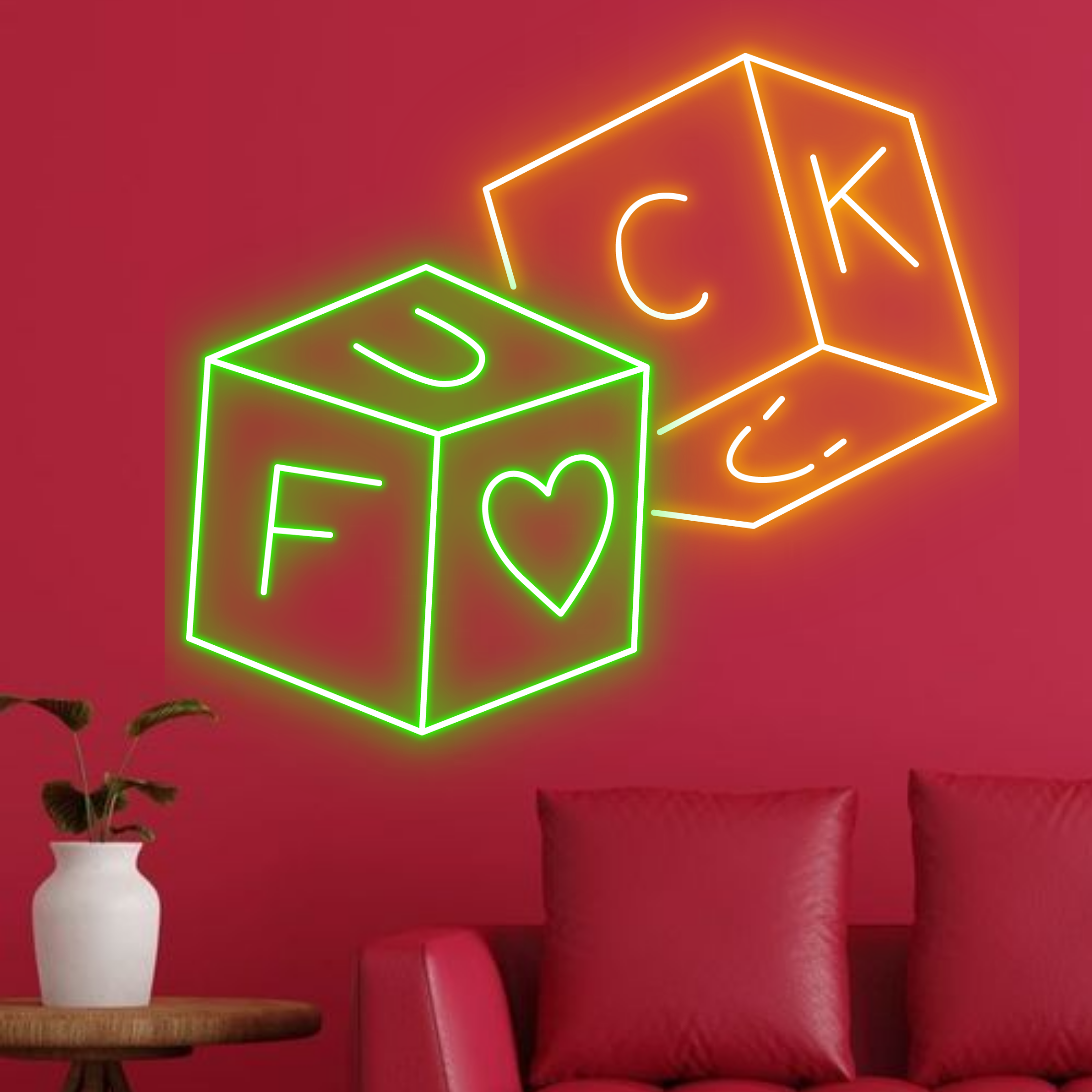 Glowneon Cool Dice Neon Signs, Neon Sign For Bedroom, Wall Decor ...