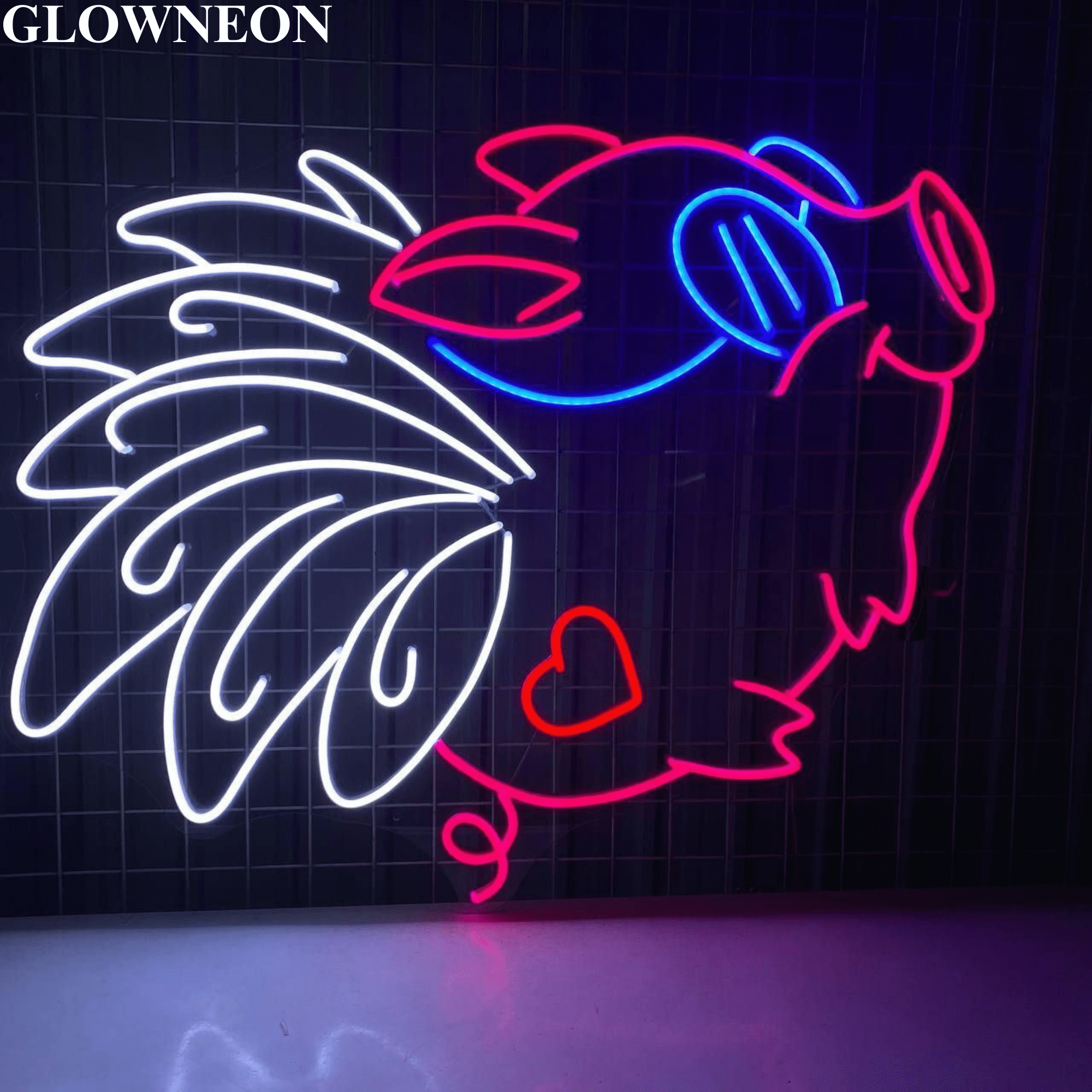 Glowneon Cool Pig Flying Neon Sign, Pig Wings Led Sign, Gift For Kids ...