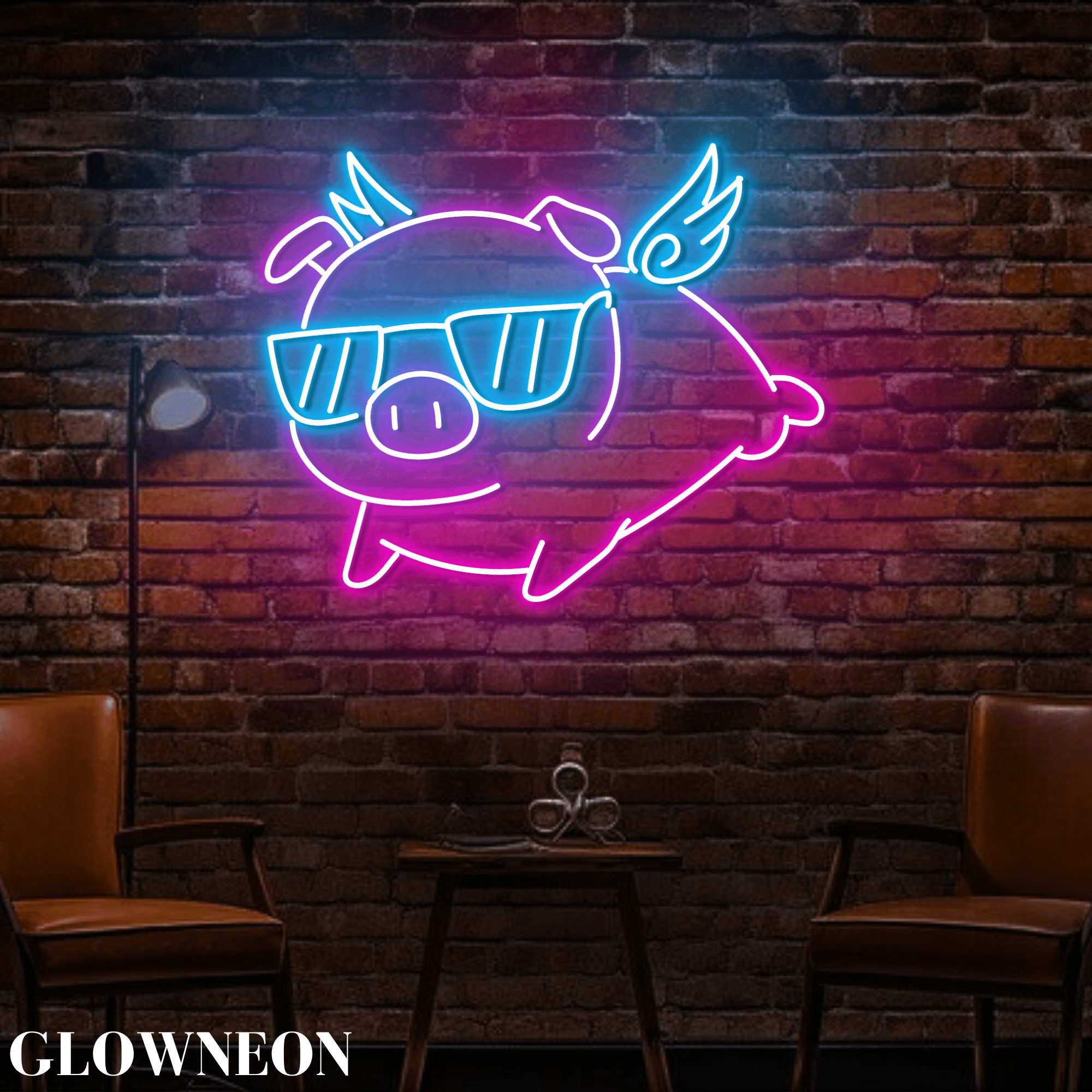 Glowneon Cool Pig Wings Wall Art, Pig Neon Sign, Pig Pork Shop Decor ...