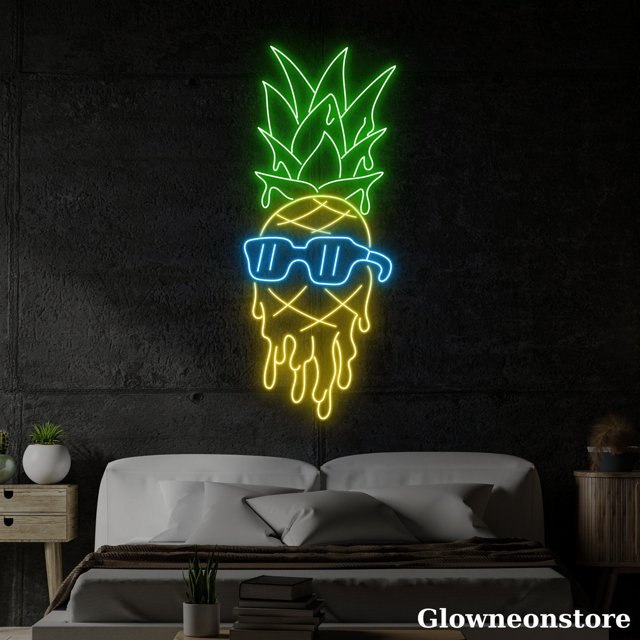 Glowneon Cool Pineapple Neon Sign, Pineapple Wear Glasses Led Sign ...