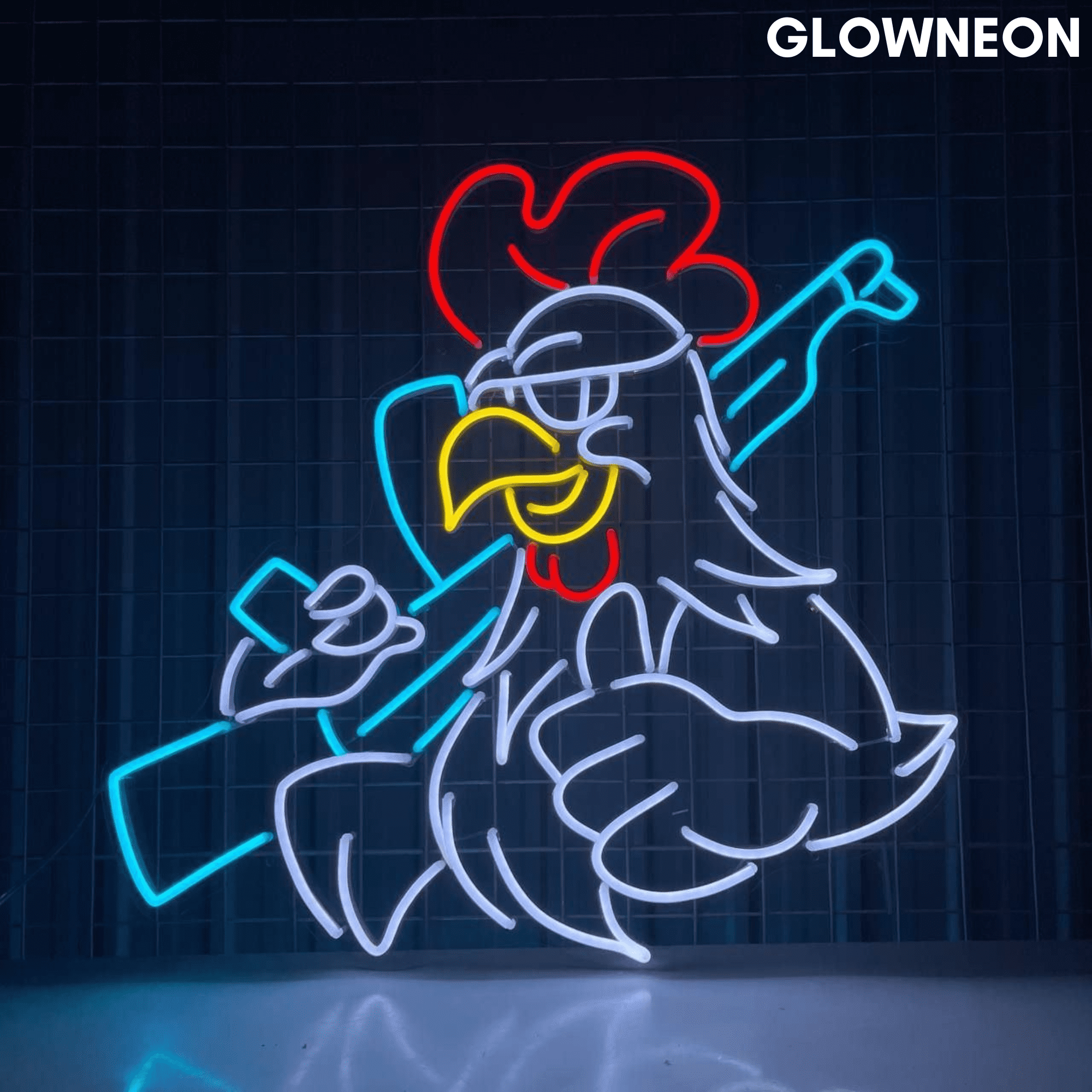 Glowneon Cool Rooster Neon Sign, Rooster Led Sign, Chicken Led Decor ...