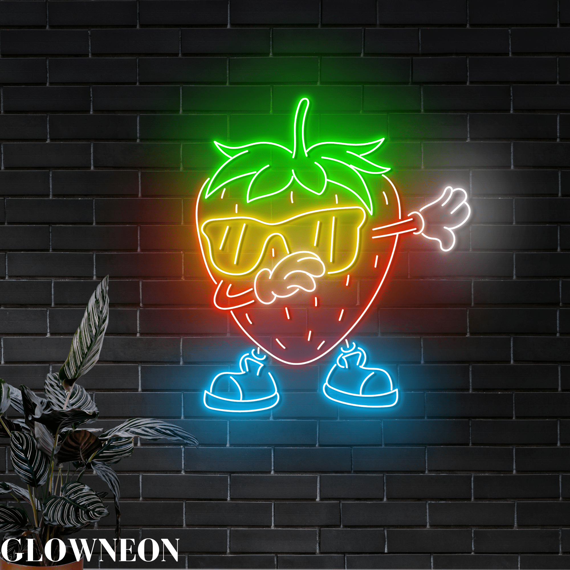 Glowneon Cool Strawberry Neon Sign, Strawberry Fruit Shop Wall Decor ...