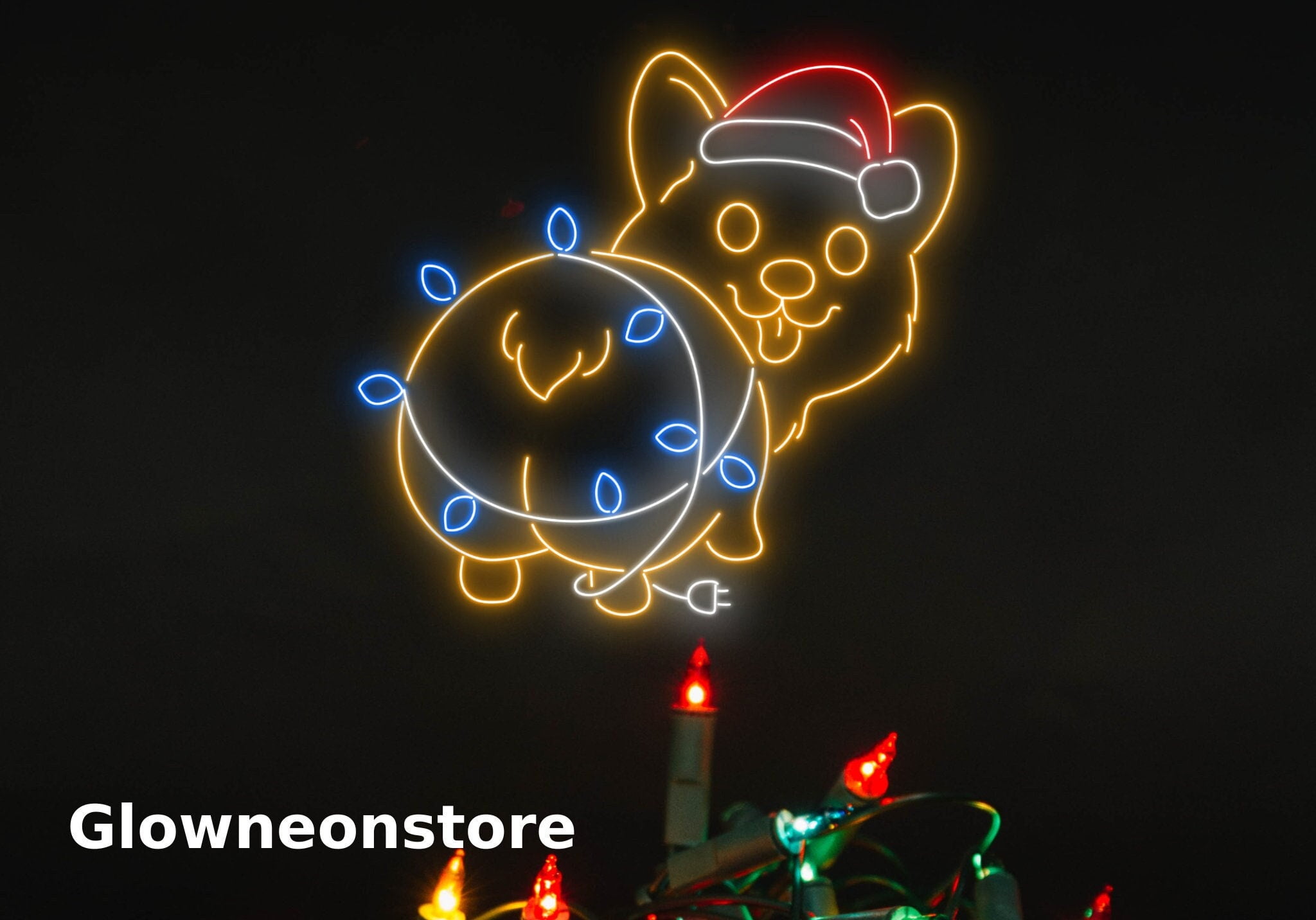 Glowneon Corgi Neon Sign Corgi Led Sign Corgi Christmas Neon Sign