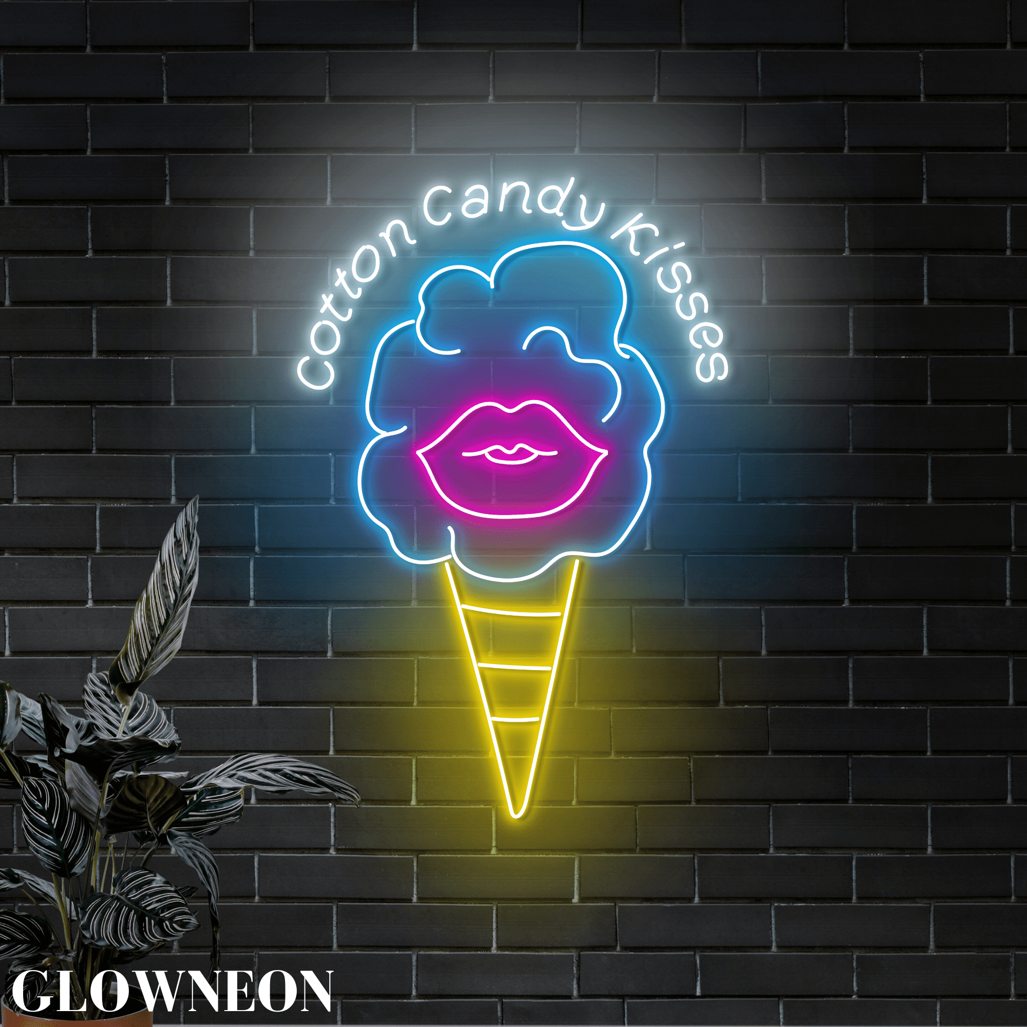 Glowneon Cotton Candy Kisses Neon Signs, Cotton Candy Shop Wall Decor ...