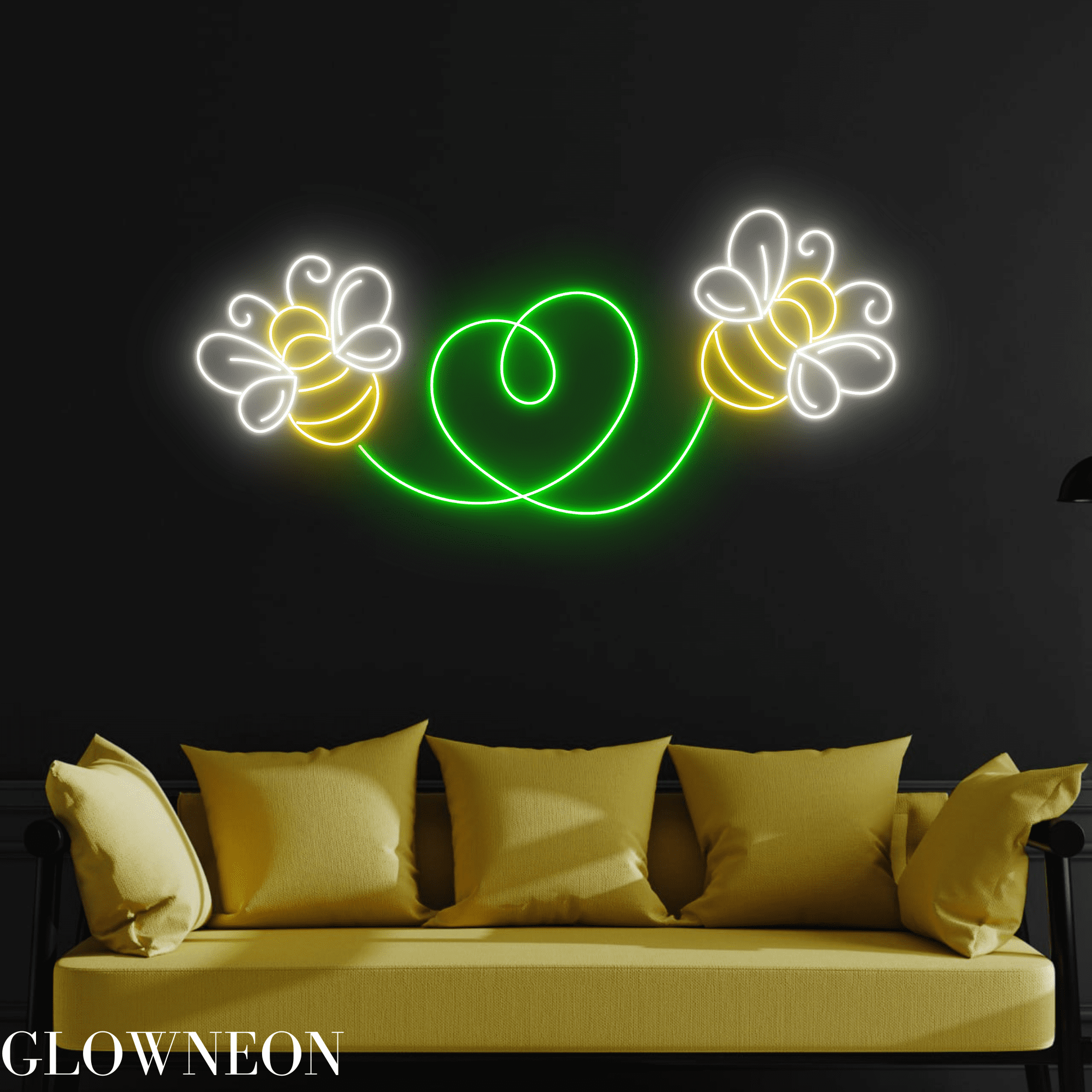 Glowneon Couple Bee Led Light, Idea Home Decor Gifts For Bee Lover ...