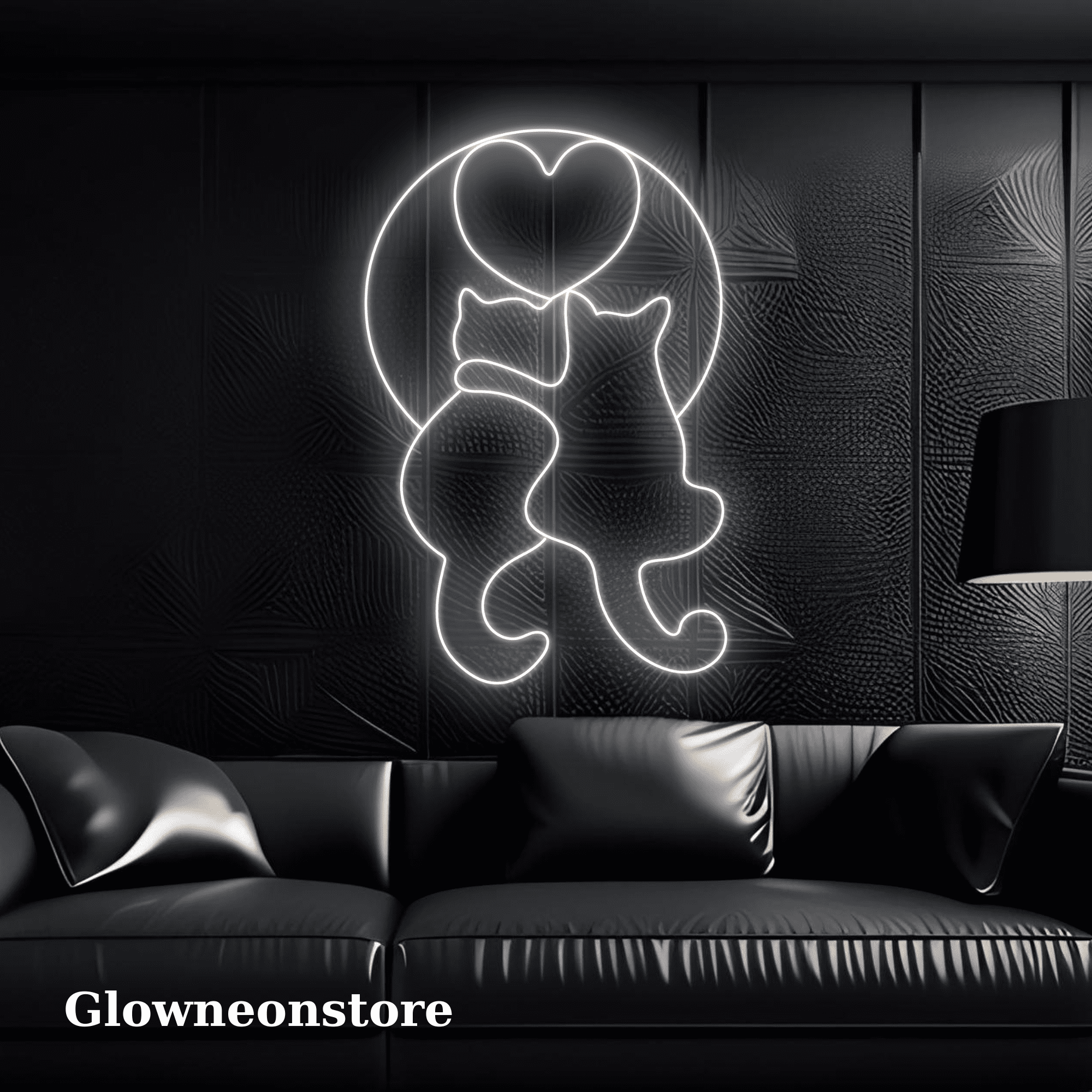 Glowneon Couple Cat Line Art Neon Sign, Couple Cat Hug Decoration ...