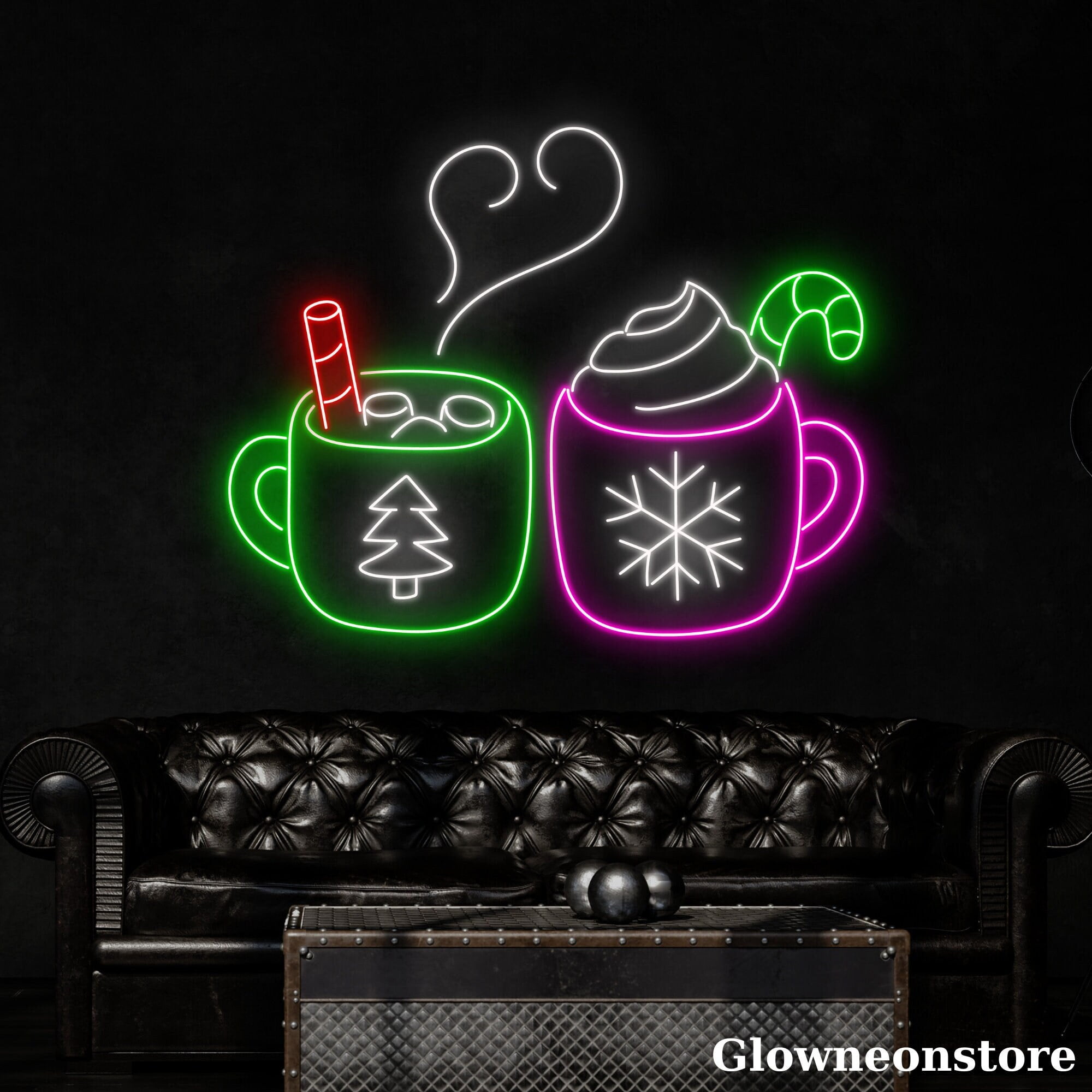 Glowneon Couple Hot Chocolate Cup Neon Sign, Chocolate Cup LED Sign ...
