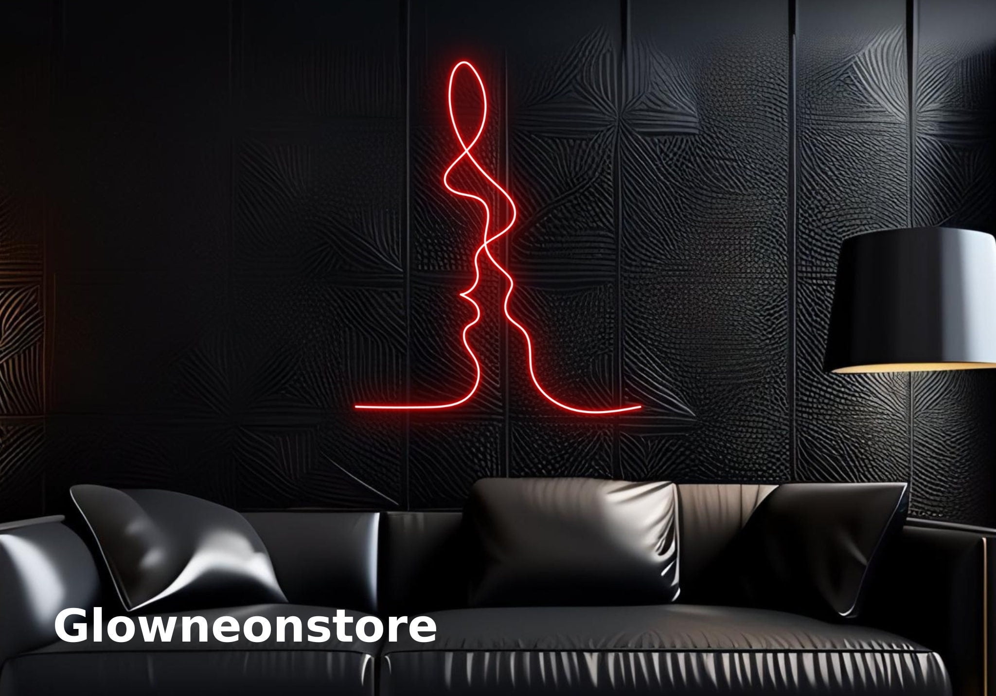 Glowneon Couple Kiss Neon Sign, Couple Kiss Led Light, Couple Line Art ...