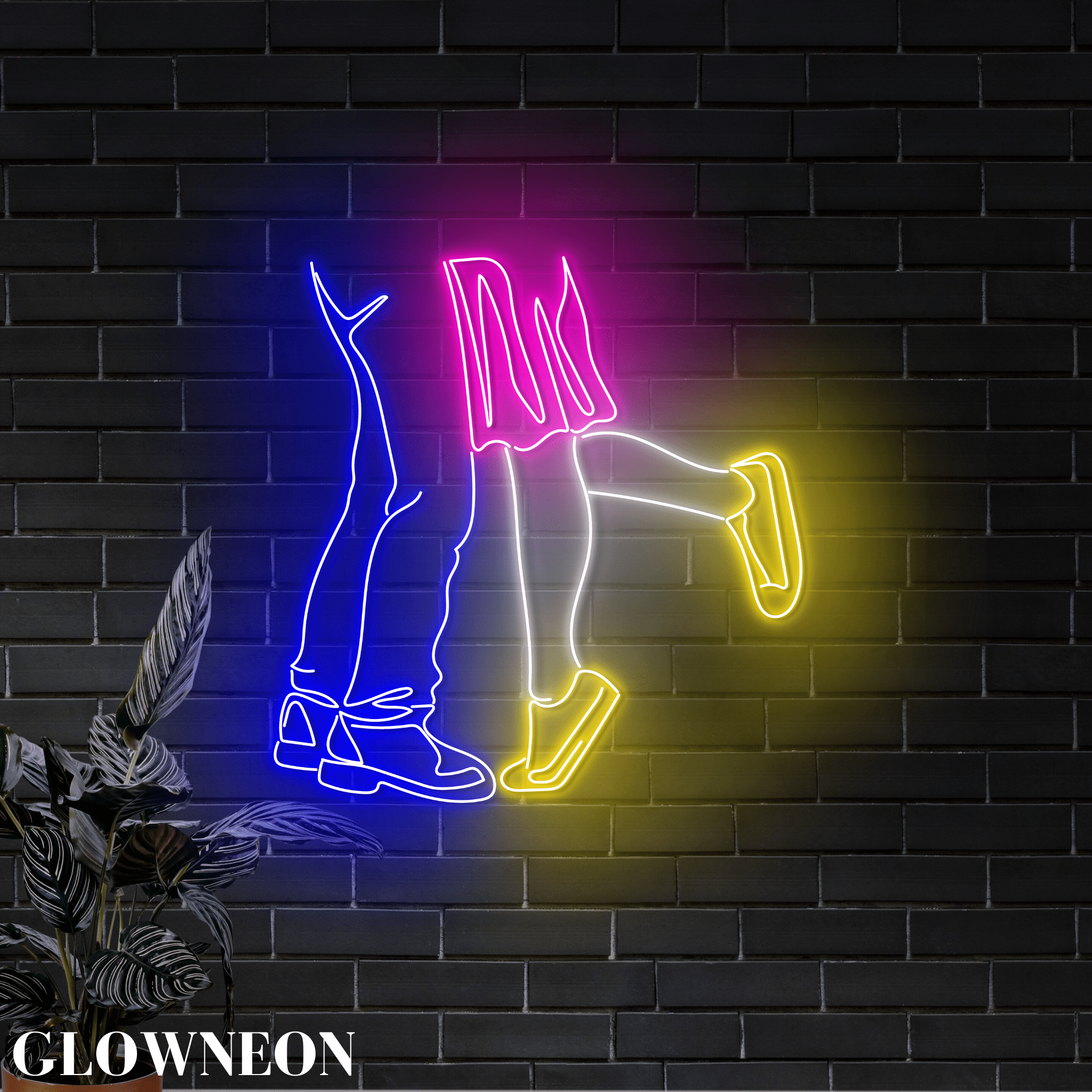 Glowneon Couple Legs Led Sign, Couple Wedding Valentine Neon Wall Art ...