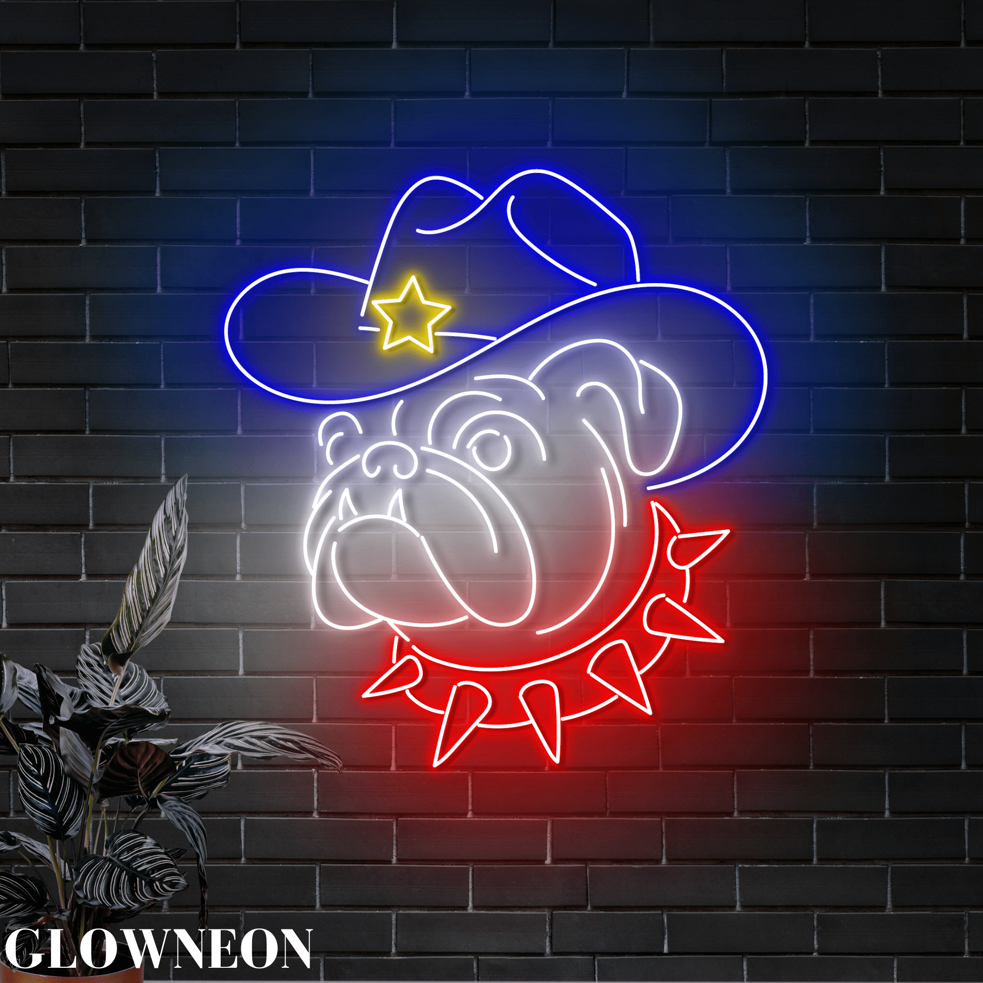 Glowneon Cowboy Bulldog Neon Sign, Bulldog Led Sign, Cowboy Bar Decor ...