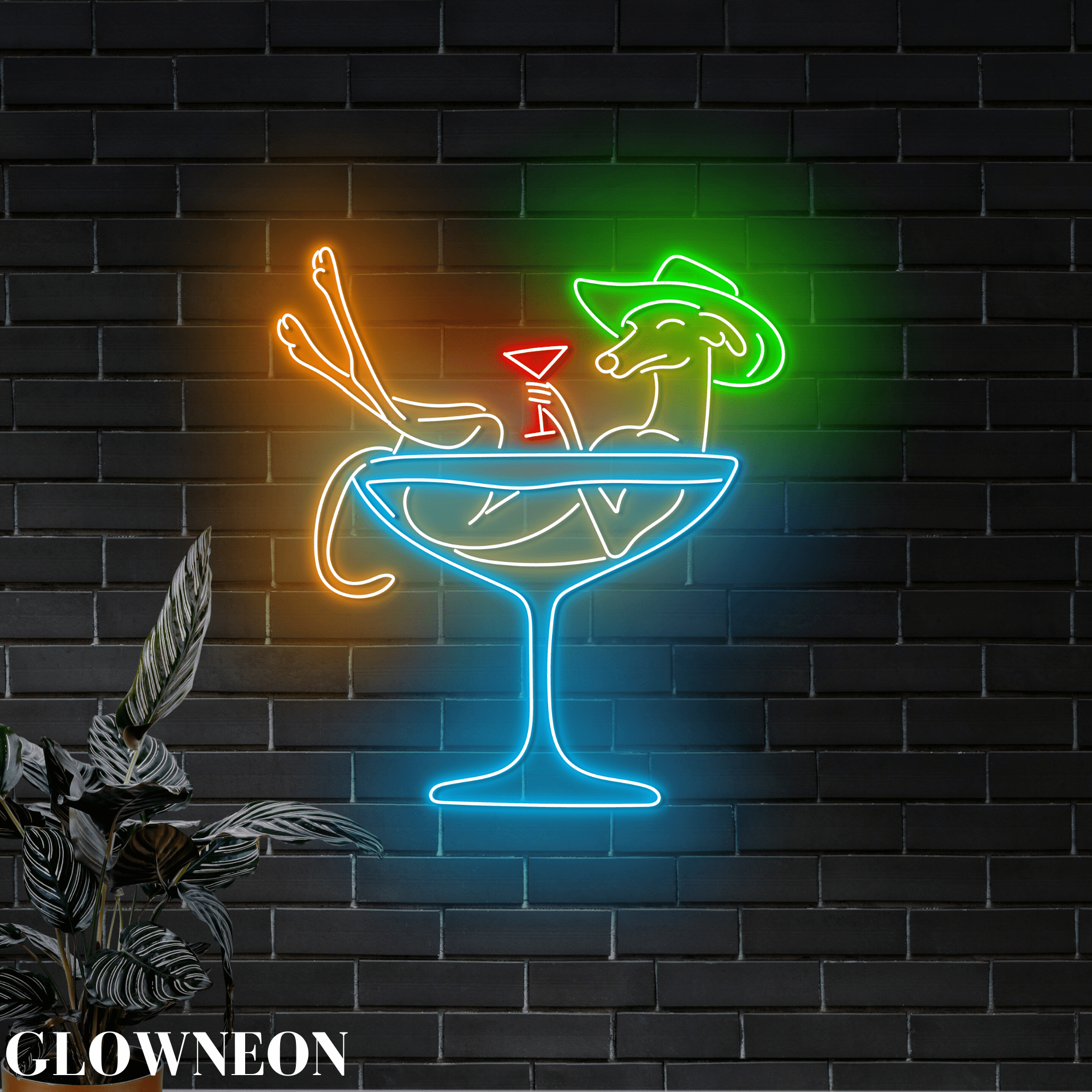 Glowneon Cowboy DoMartini Neon Sign, Cowboy Cocktail Bar Wall Decor ...