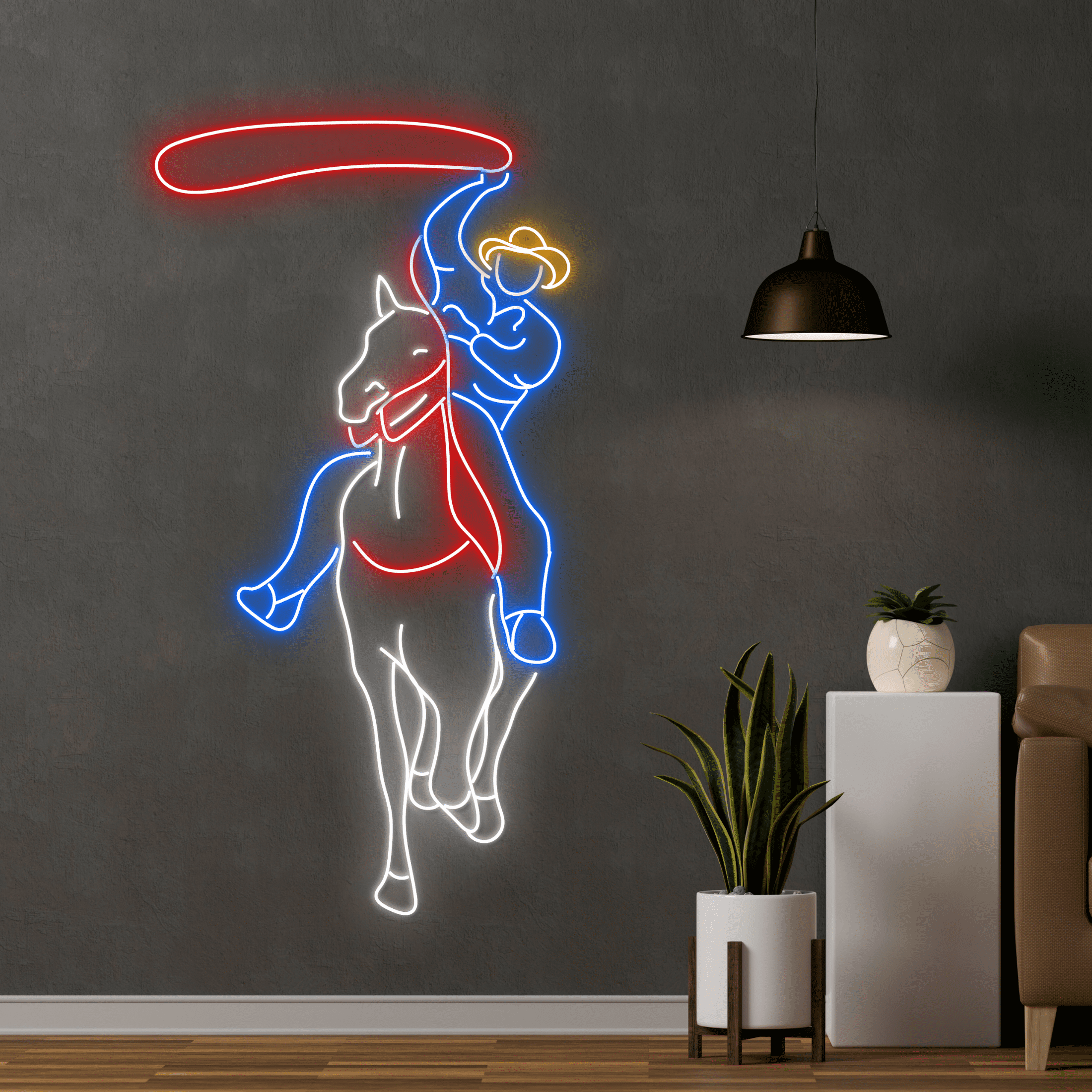 Glowneon Cowboy Riding Horse Neon Sign, Retro Art Long-lasting Decor ...