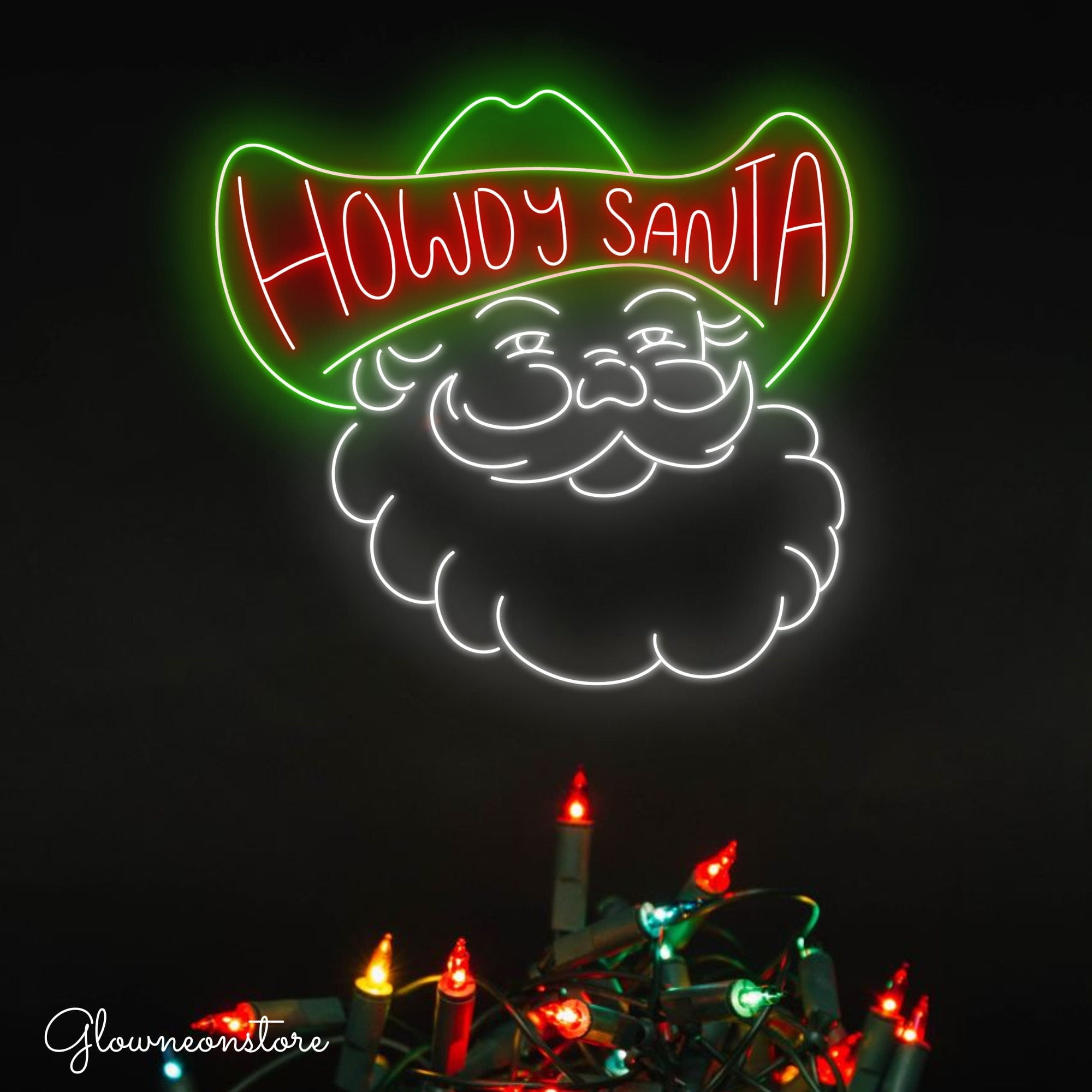 Glowneon Cowboy Santa Neon Sign, Cowwboy Santa Led Light, Retro Santa ...