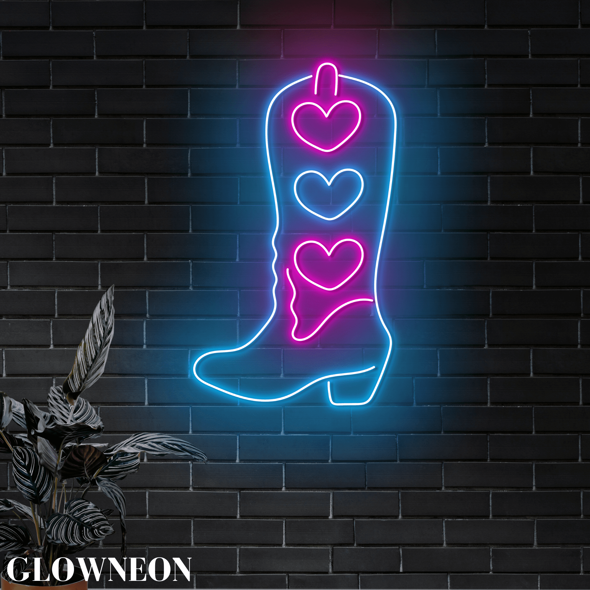 Glowneon Cowgirl Boots Led Light Up, Western Cowboy Home Bar Wall Art ...
