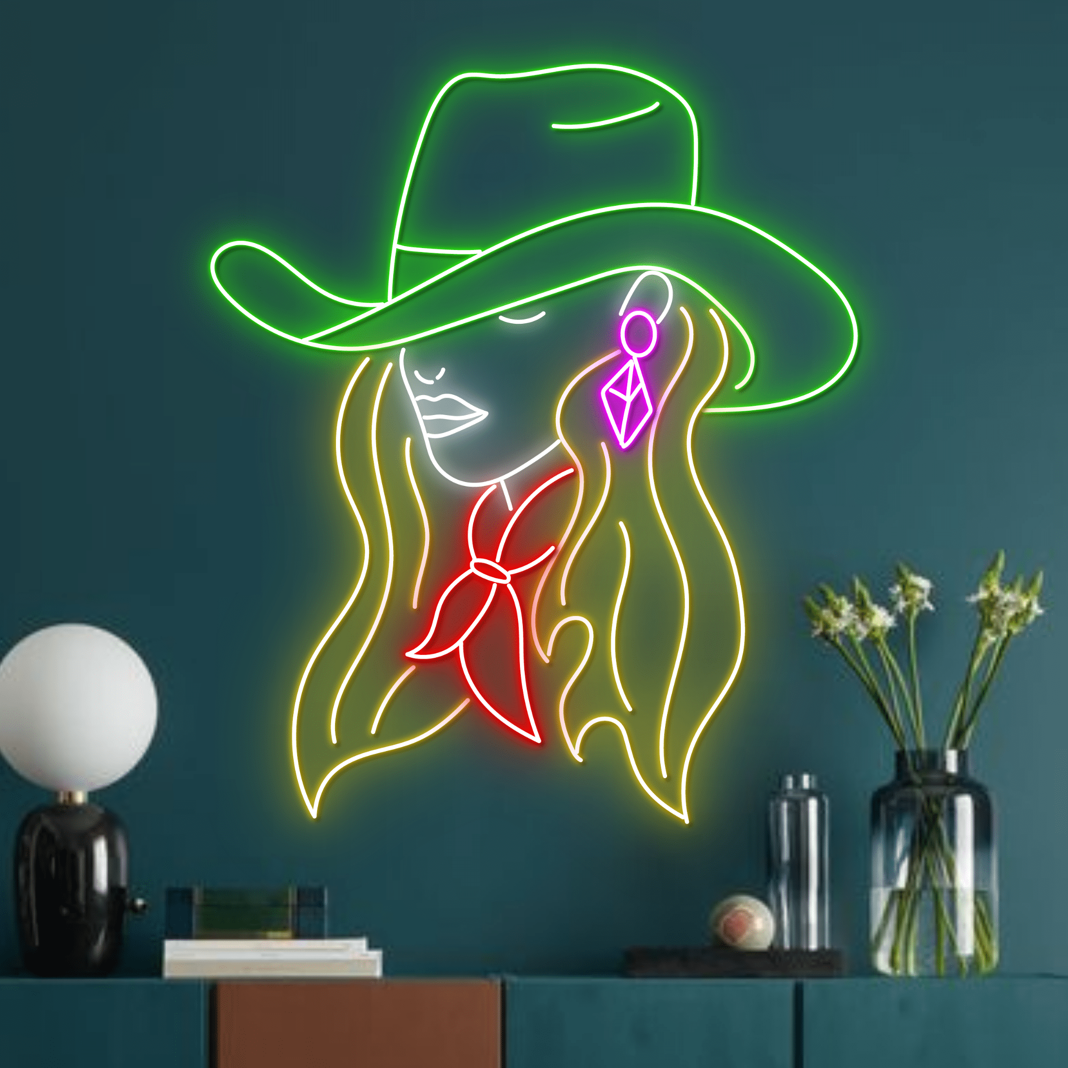 Glowneon Cowgirl Neon Sign Retro Wall Art Decor