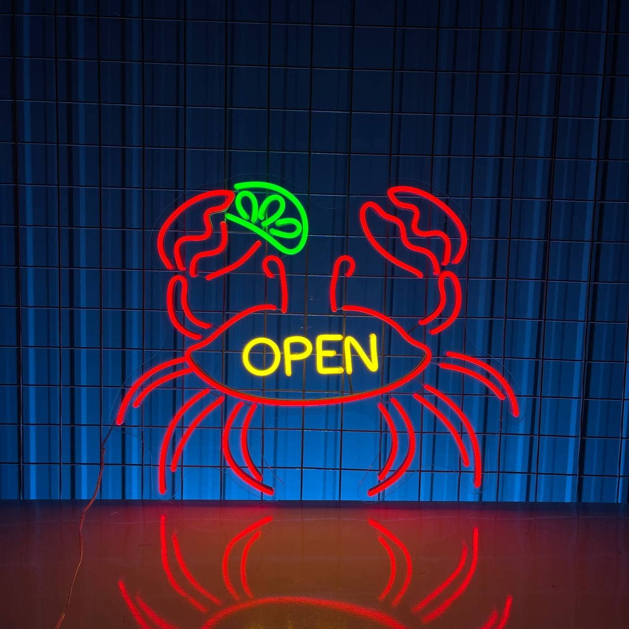 Glowneon Crab Open Neon Signs, Crab Seafood Restaurant Wall Decor ...