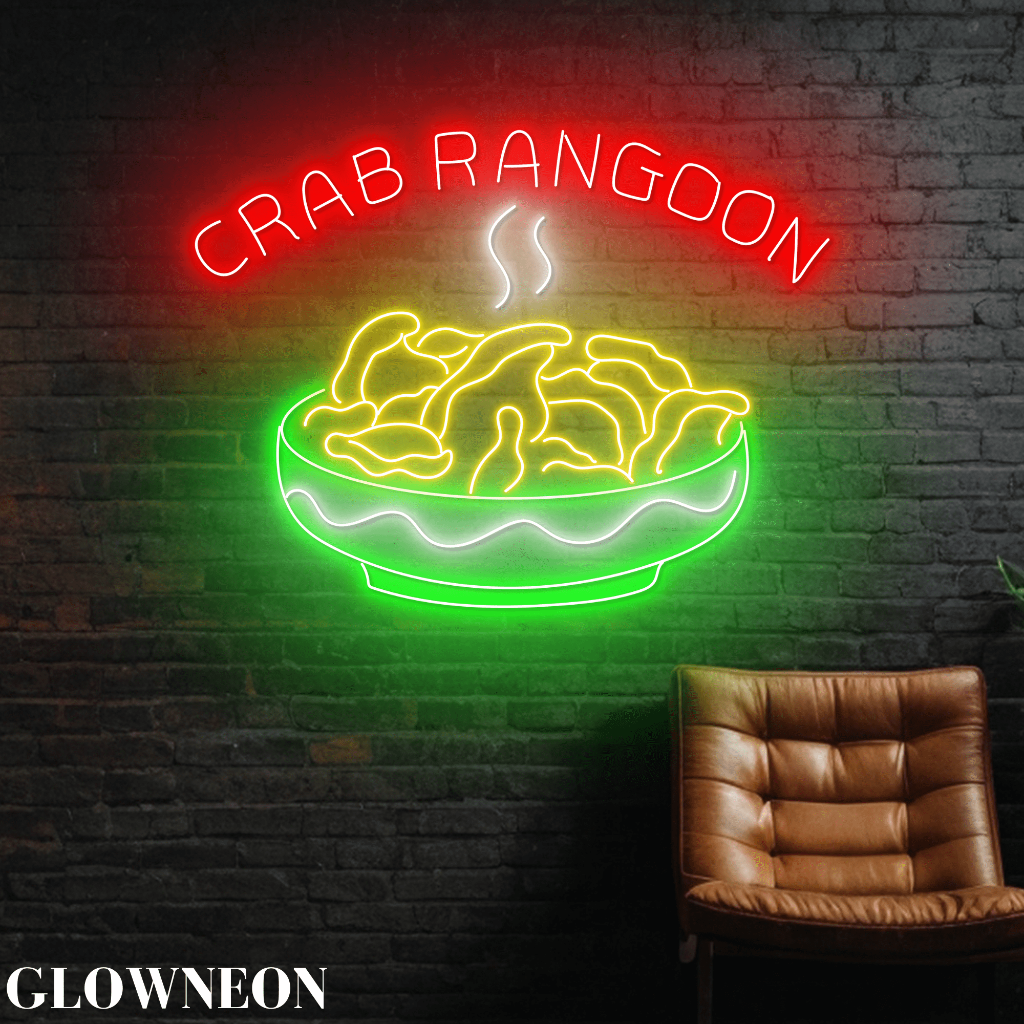 Glowneon Crab Rangoon Restaurant Wall Led Hanging, Crab Rangoon Decor ...
