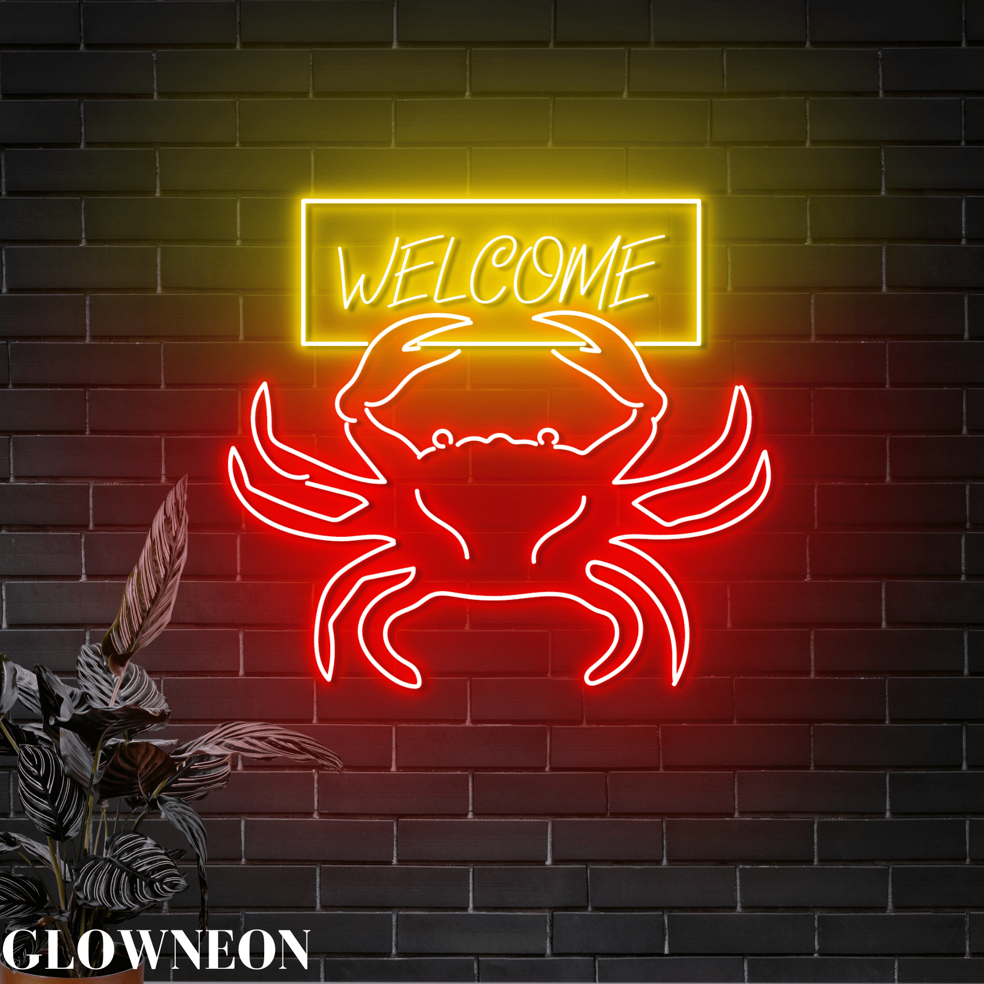Glowneon Crab Welcome Led Sign, Crab Seafood Restaurant Neon Wall Art ...