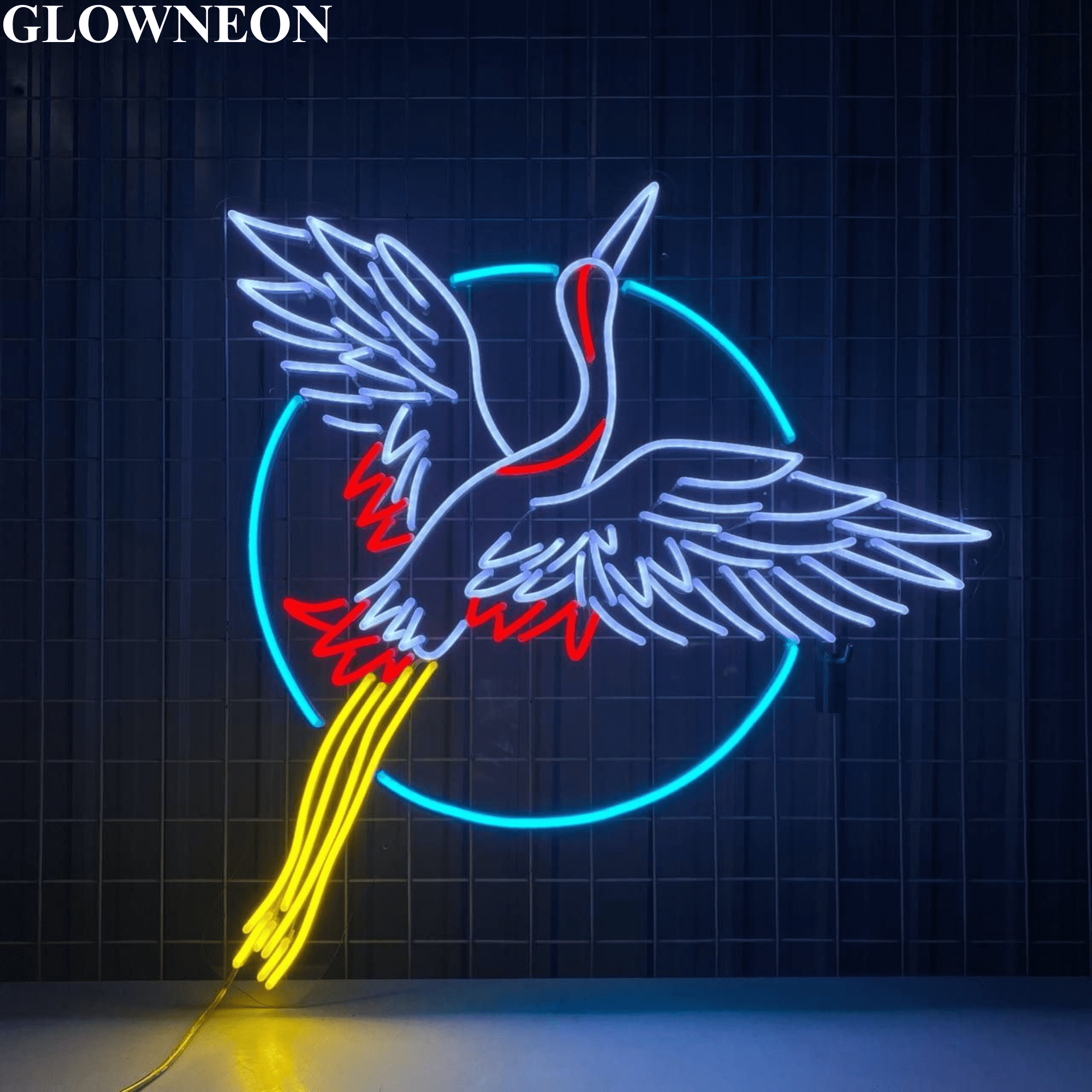 Glowneon Crane Bird Neon Sign, Japanese Crane Bird Lover Bedroom Decor ...