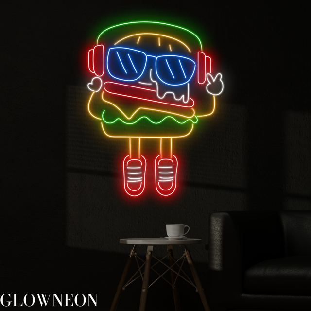 Glowneon Crazy Burger Neon Sign, Burger Led Sign, Fast Food Store Art ...