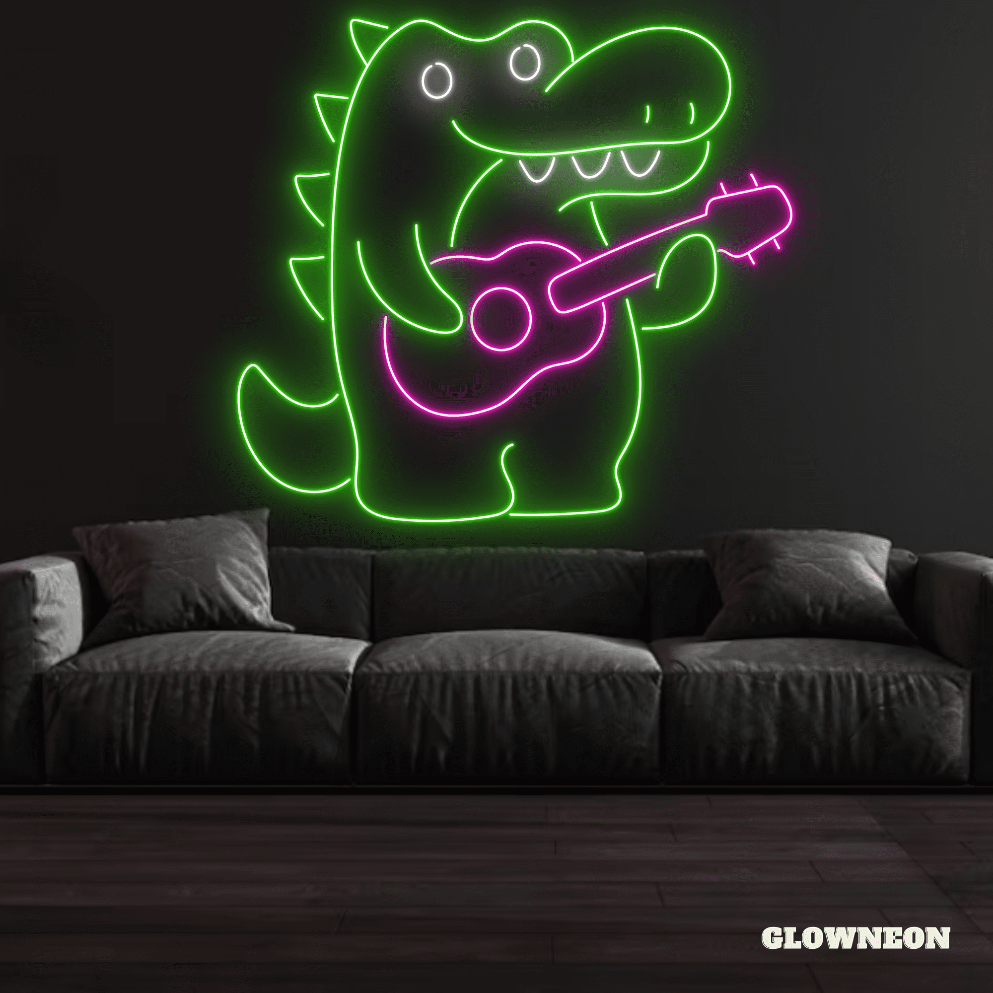 Glowneon Crocodile Guitar Neon Sign, Crocodile Decor, Animal Signs ...