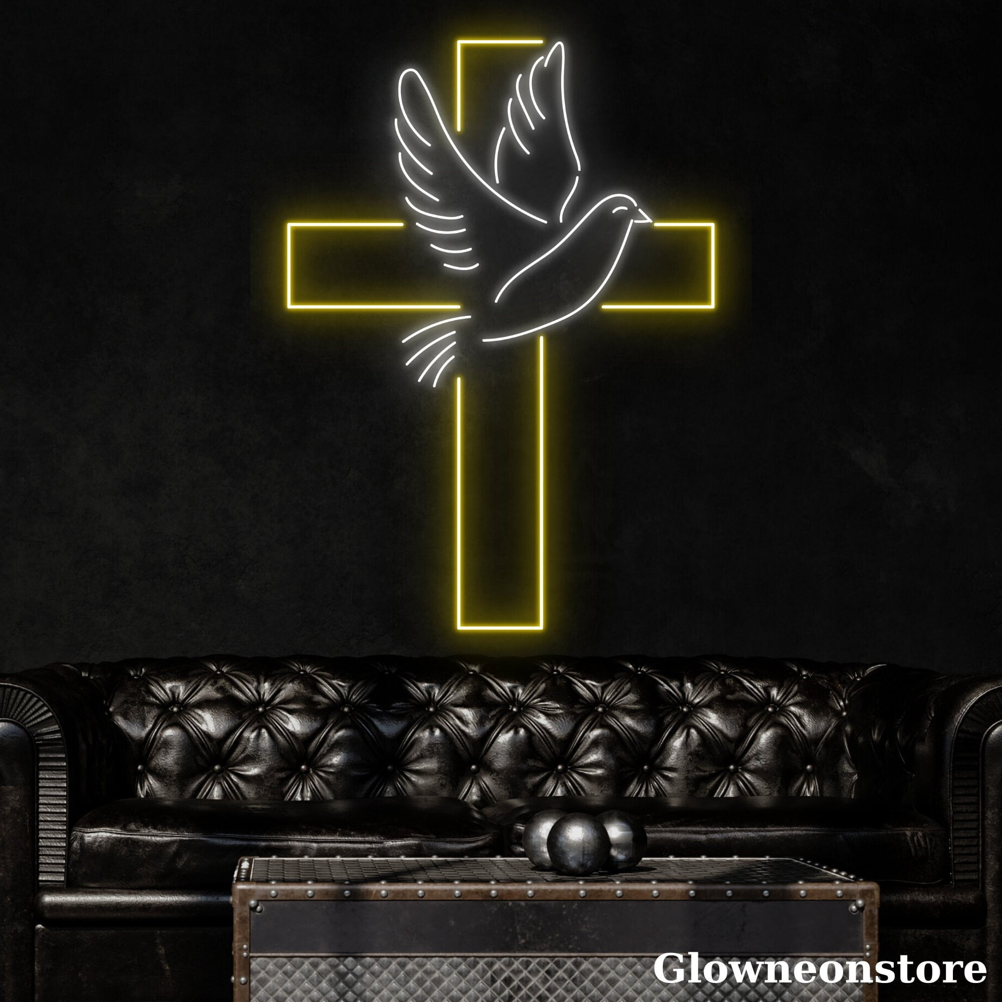 Glowneon Cross Dove Bird Neon Sign, Cross Pigeon LED Sign, Cross Neon ...