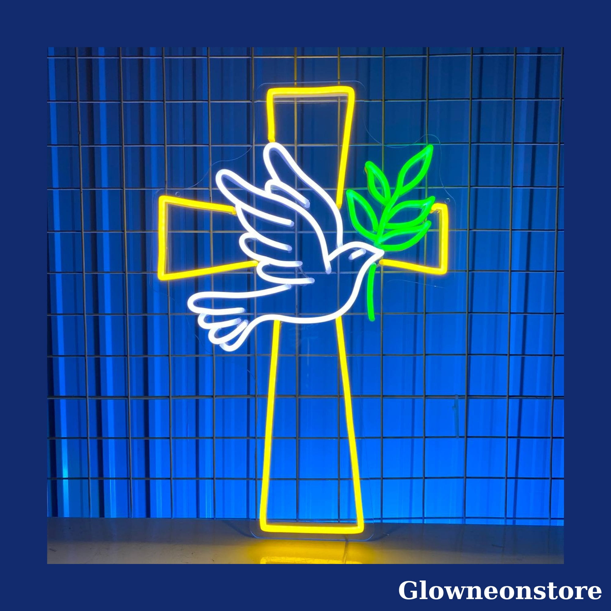 Glowneon Cross Dove Bird Neon Sign, Cross Pigeon LED Sign, Cross Neon ...