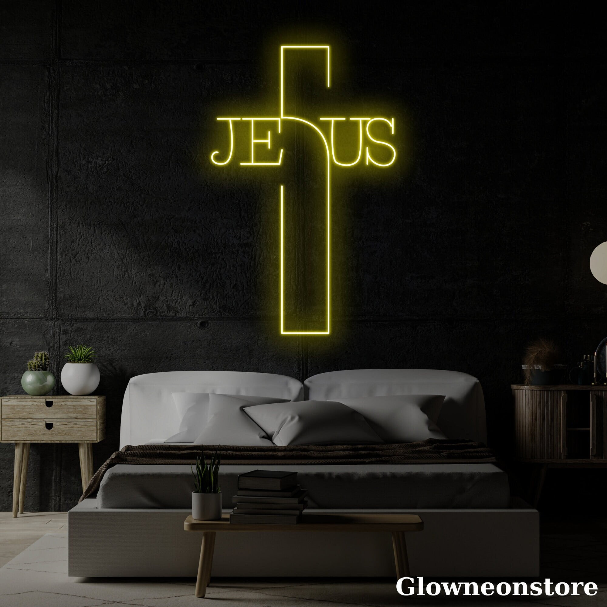 Glowneon Cross Jesus Neon Sign, Cross Jesus LED Sign, Christian Cross ...