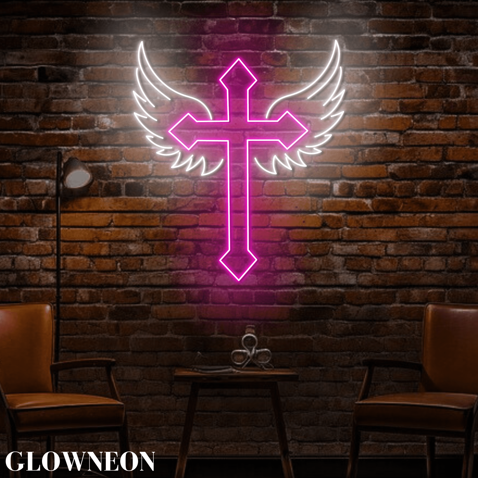 Glowneon Cross With Wing Neon Sign, Jesus Cross Christian Home Decor ...