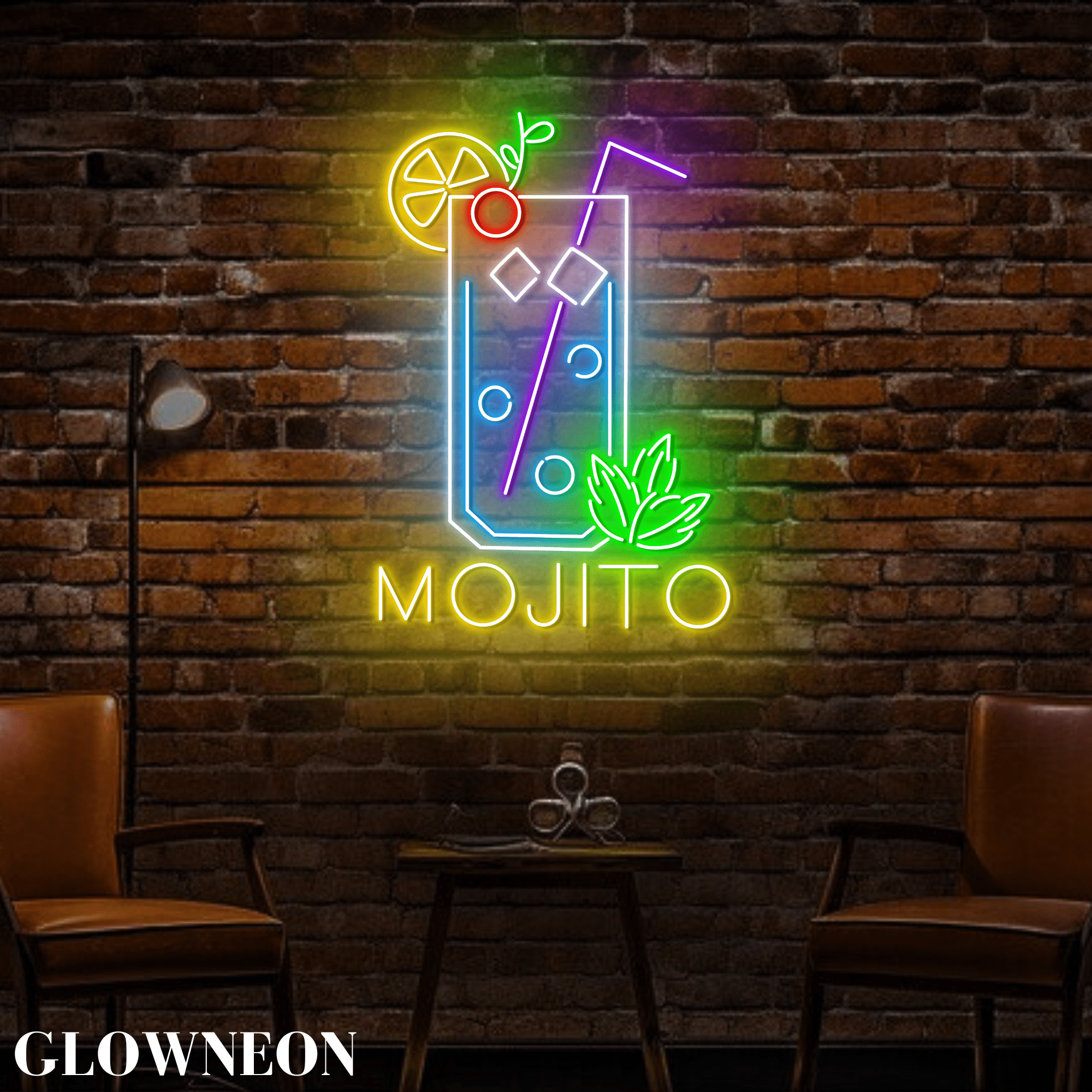 Glowneon Cuban Mojito Cocktail Neon Wall Art, Bar Pub Led Wall Decor ...