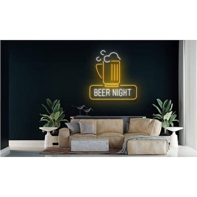 Glowneon Custom Beer Night Neon Sign, Bar Pub Wall Led Lights Decor ...