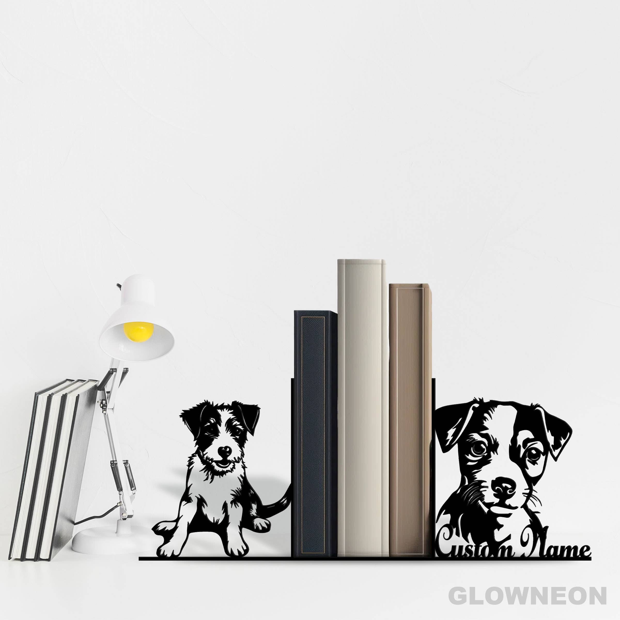 Glowneon Custom Bookend Parson Russell Terrier Metal, Book Ends Decor ...