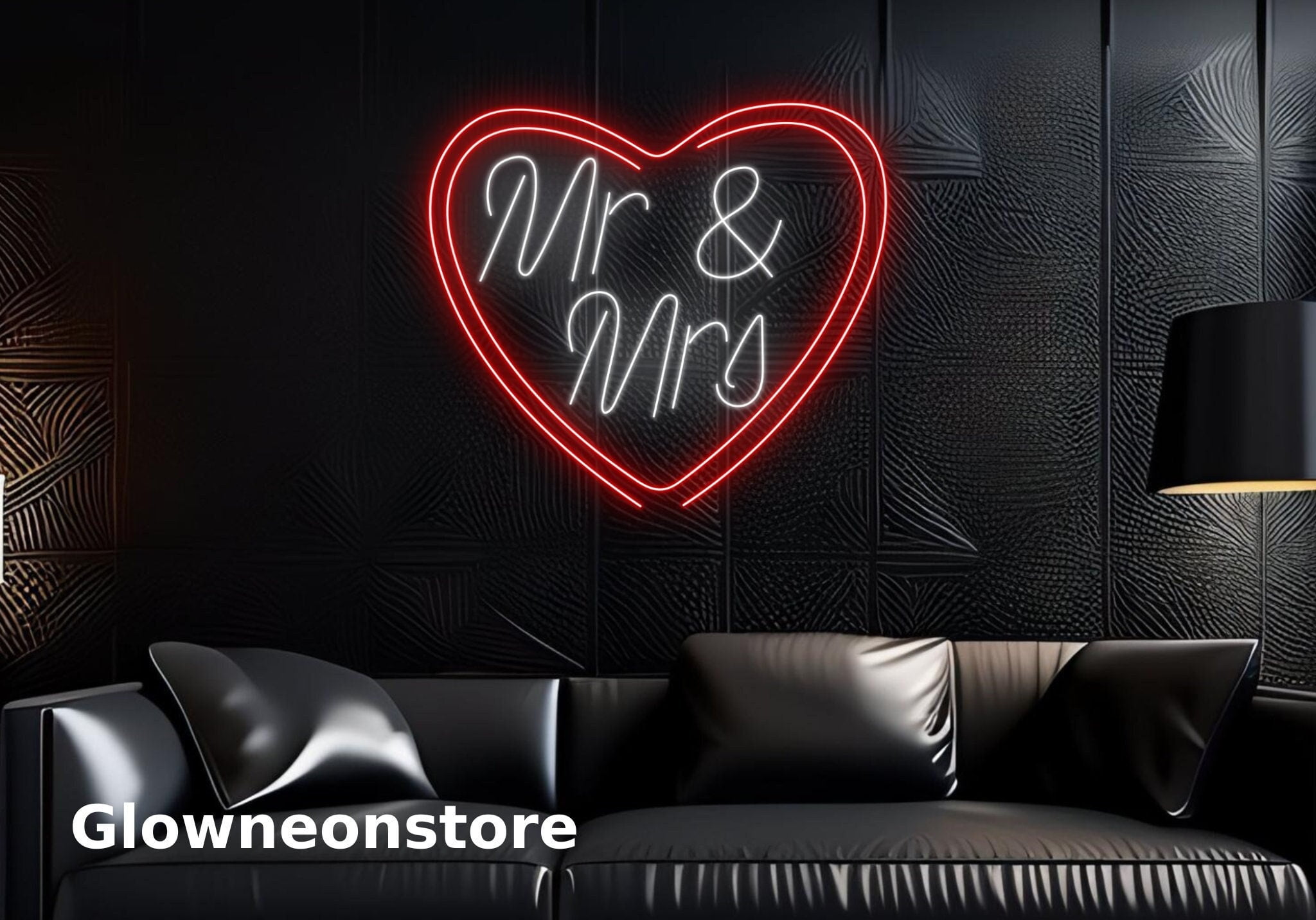 Glowneon Custom Heart Neon Sign, Heart Mr & Mrs Led Sign, Heart Light ...