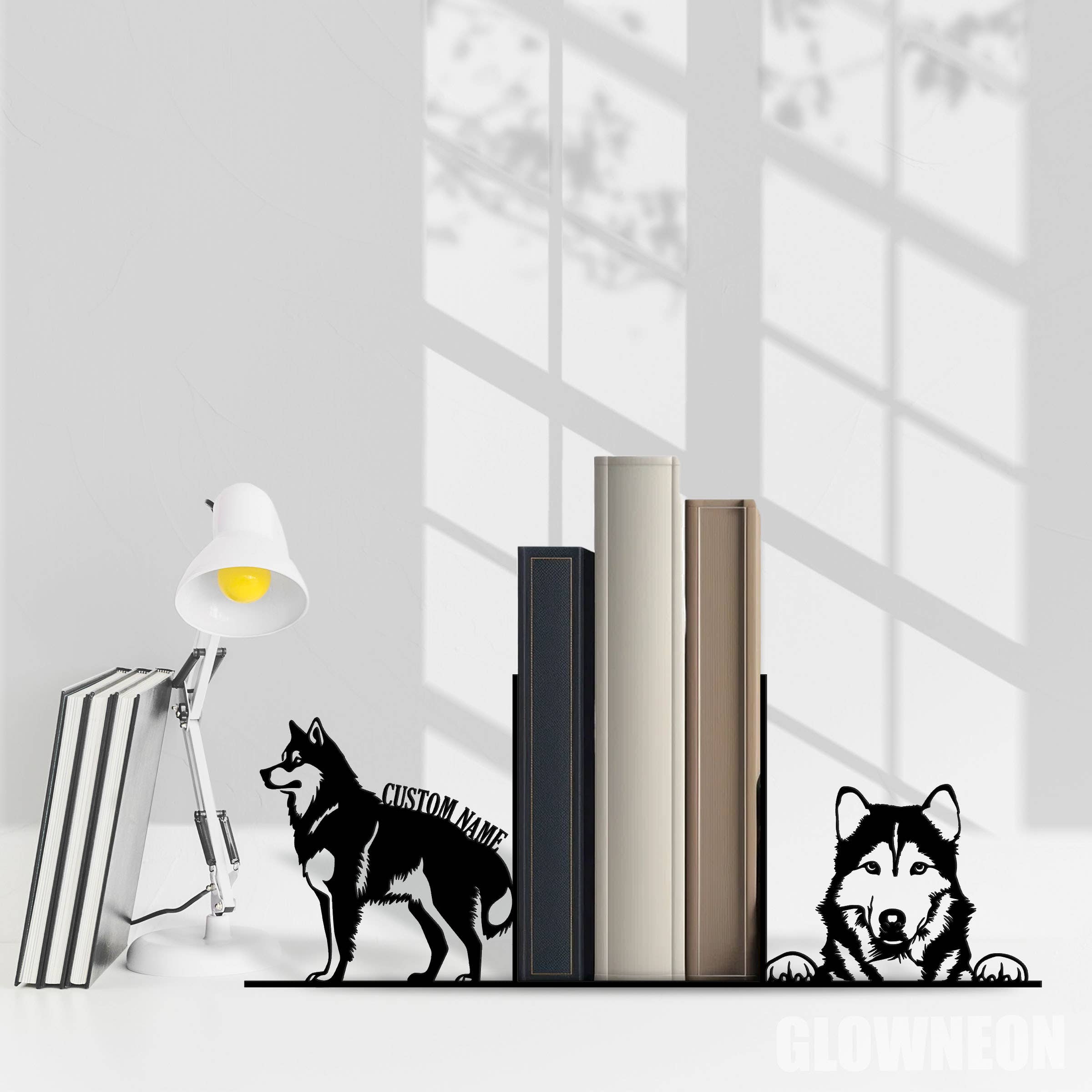 Glowneon Custom Siberian Husky Dog Desk Office Bookend For Dog Lover ...