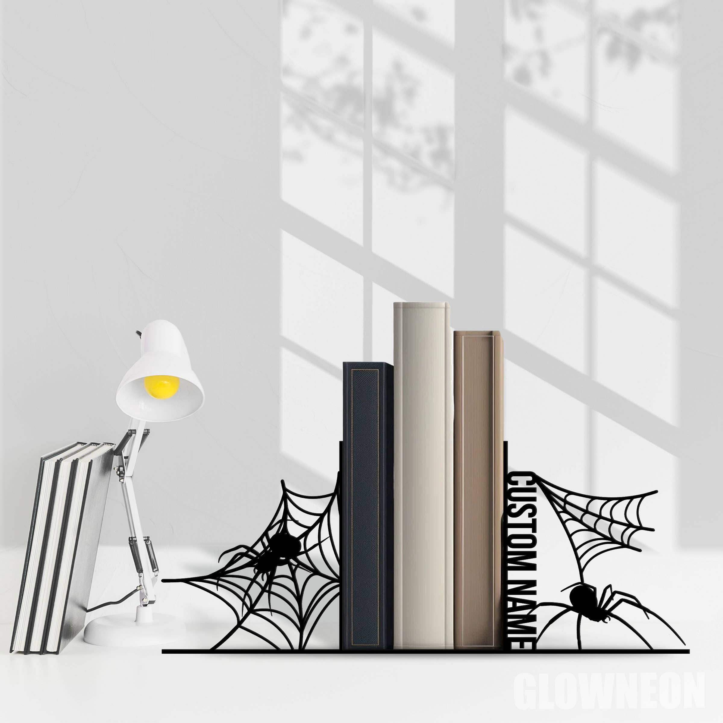 Glowneon Custom Spider Bookend, Book Nook Decor, Table Book Ends Sign ...