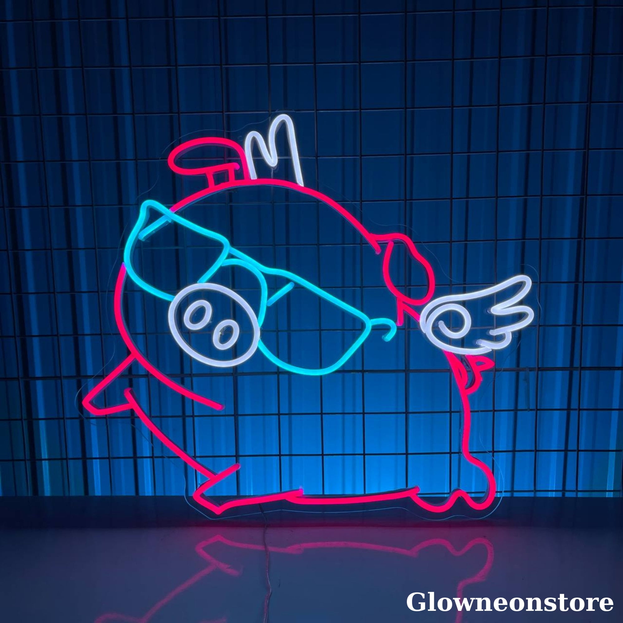 Glowneon Cute Pig With Wings Neon Sign, Pig Led Light, Pig Decor, Pig ...